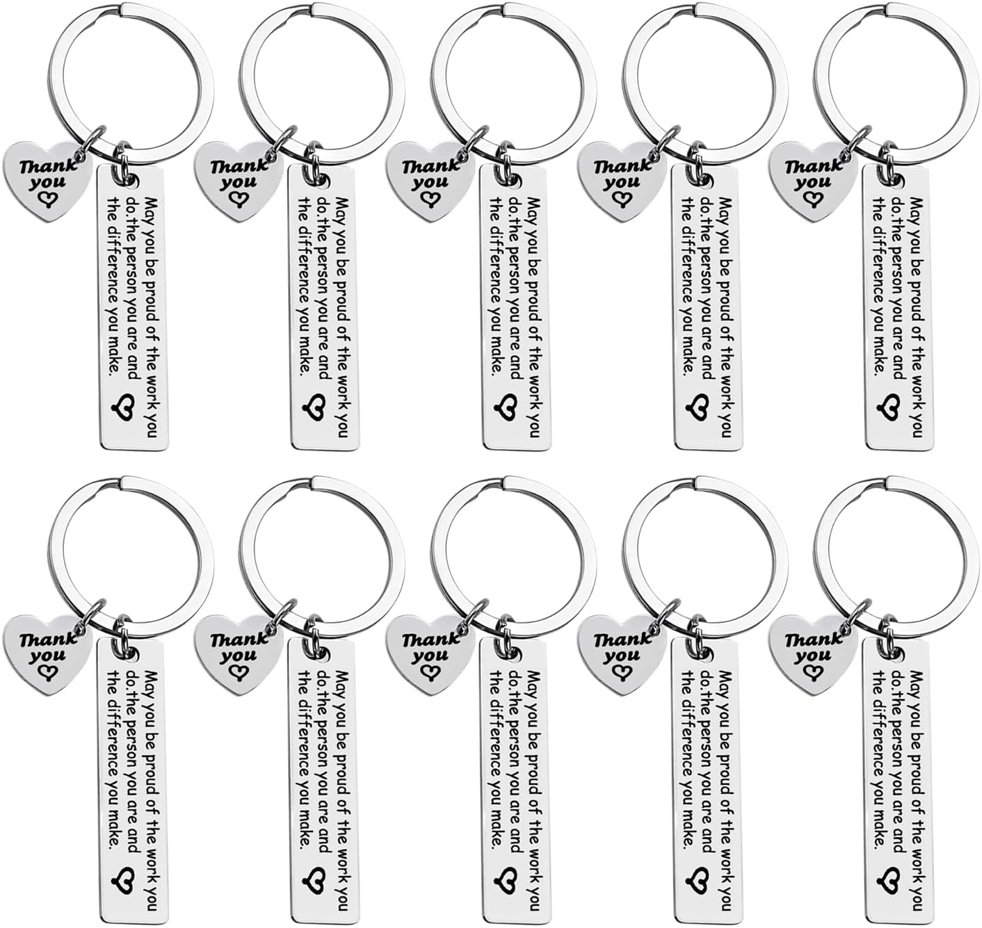 10pcs Gratitude Keyrings, Stainless Steel Lettering Keychains, Good ...