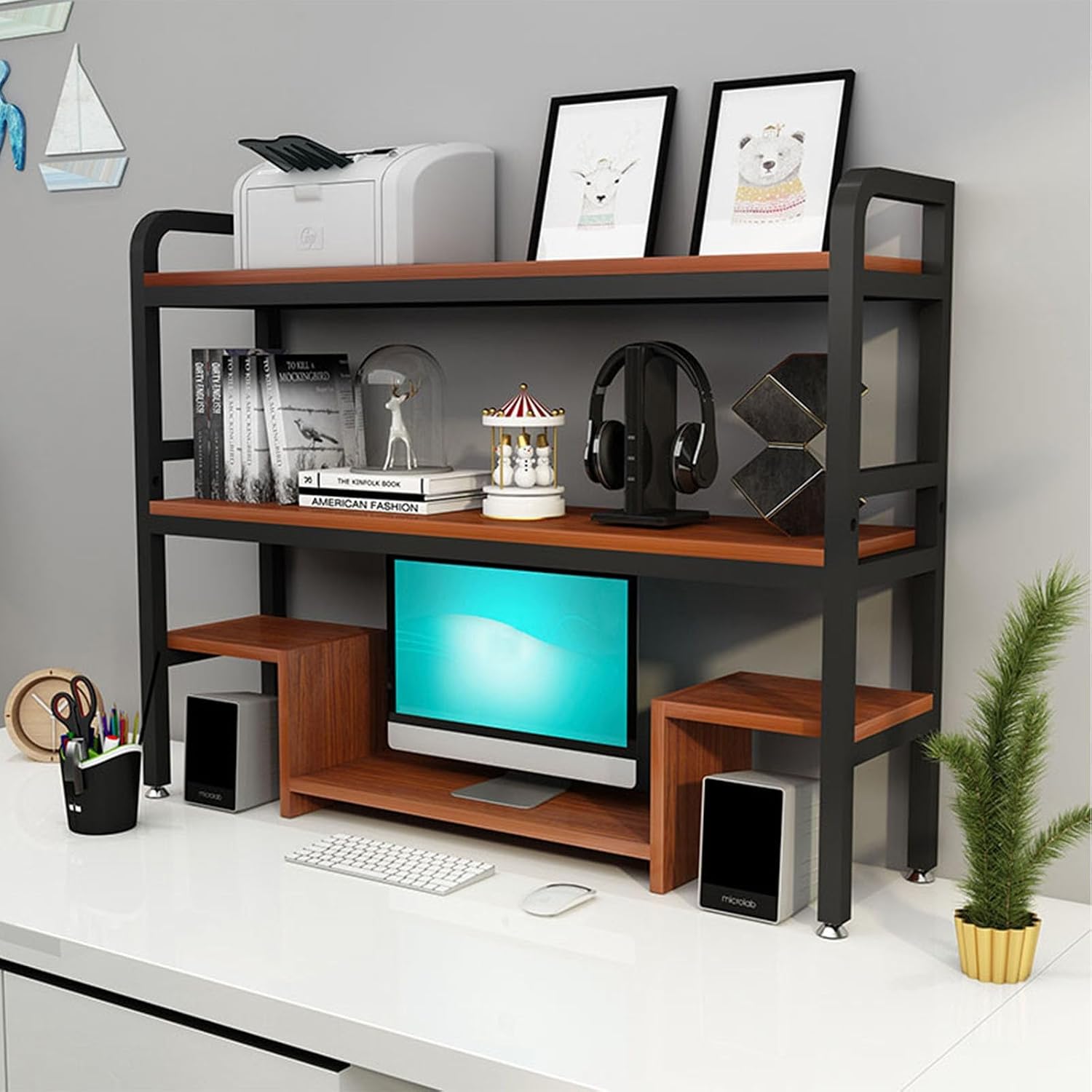 Amazon.com: Desktop - Desktop Organizer, Computer Desk Desktop Bookcase ...