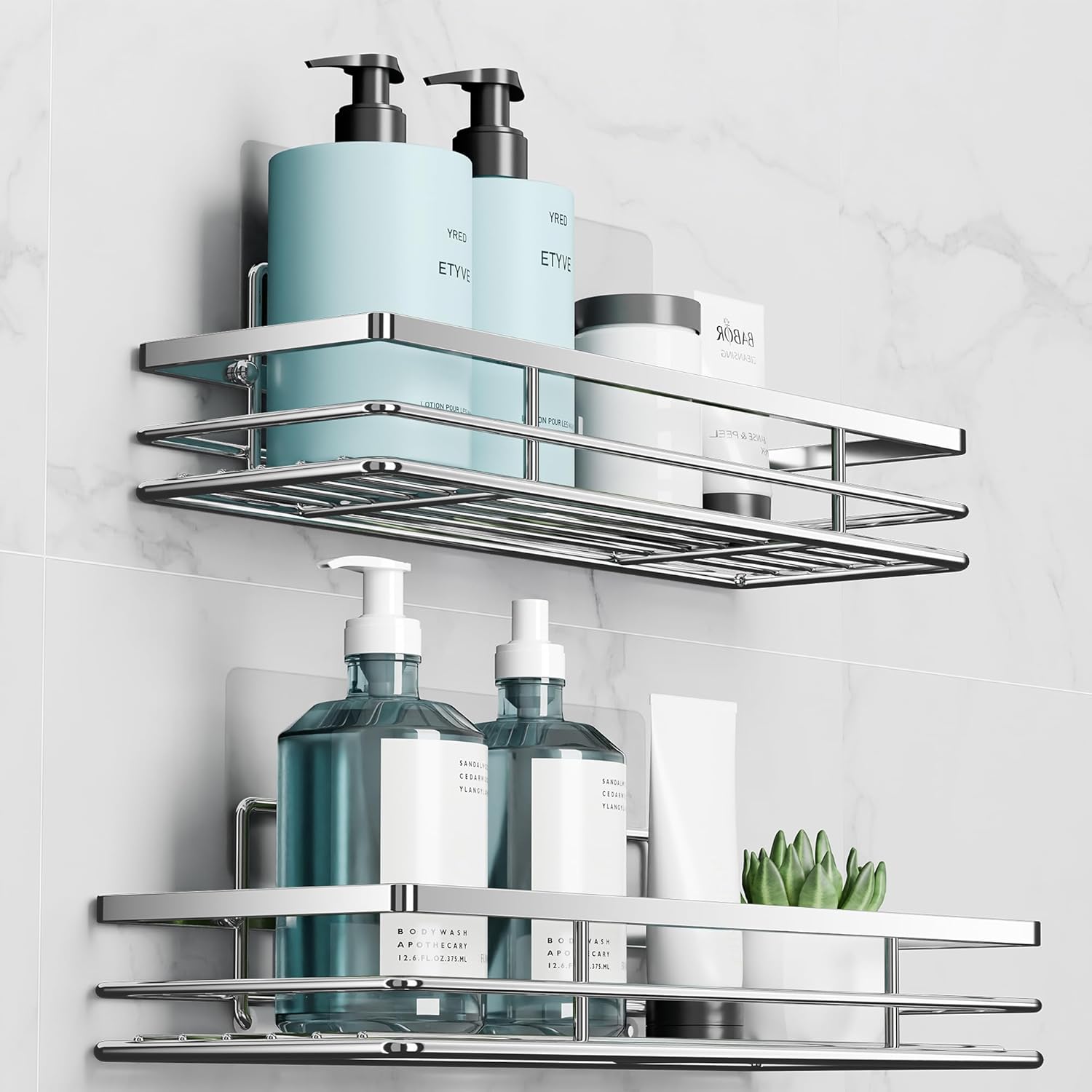 saffruff Shower Caddy 2Pack No-Drilling Organiser Bathroom Caddy Shower ...