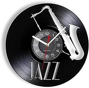 Amazon.co.jp: Wall Clock Jazz Instrument Vinyl Record Wall Clock ...