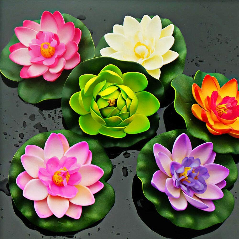 Buy NGEL Artificial Floating Lotus Flowers with Rubber Leaf, Outdoor ...