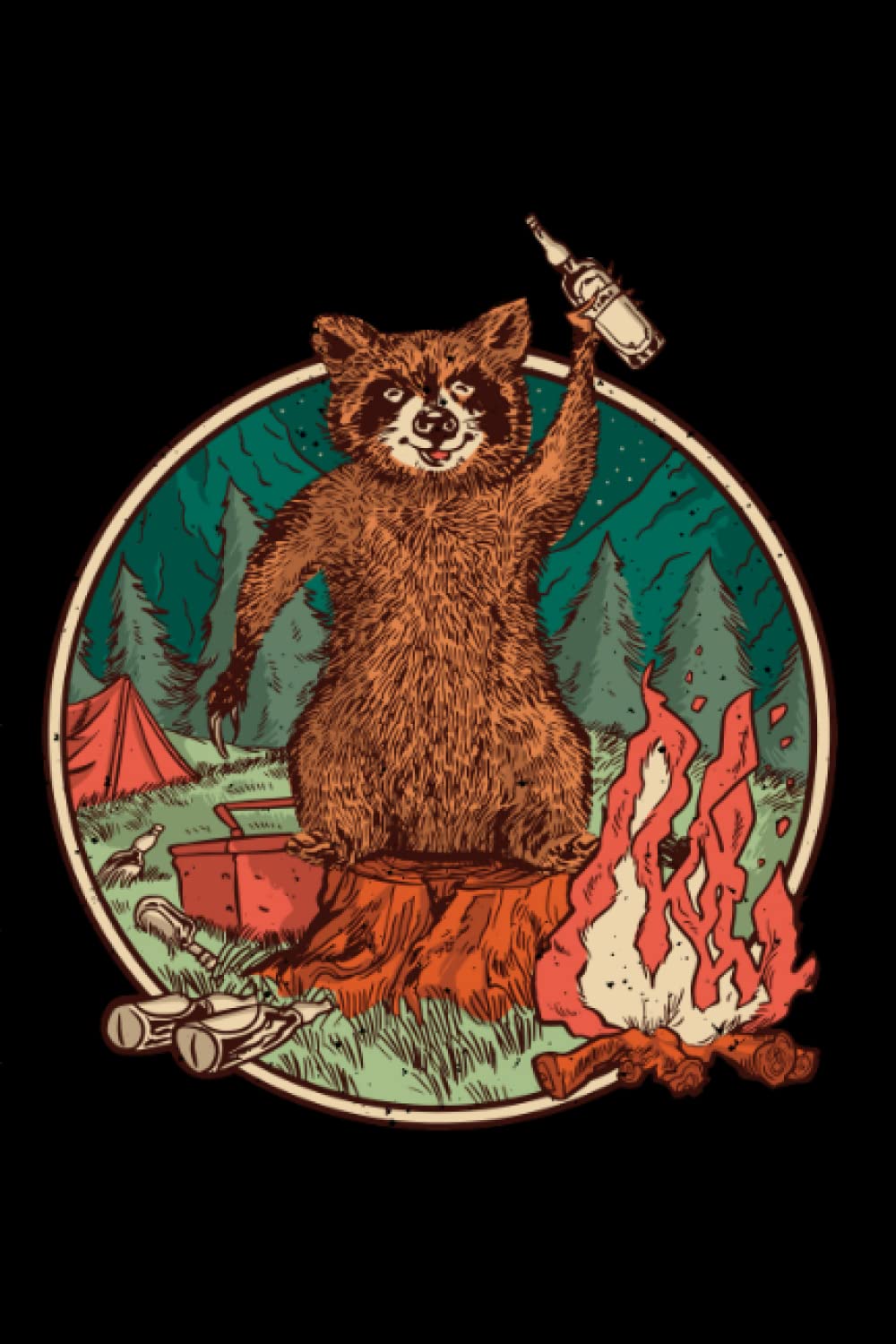 Raccoon Beer Campfire Camp Fun Hike Camping Animal: Hangman Puzzles ...