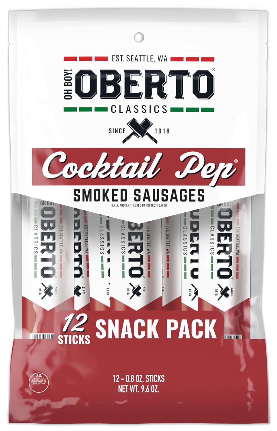 Amazon.com: Oh Boy! Oberto Classics Cocktail Pep Smoked Sausages, 0.8 ...