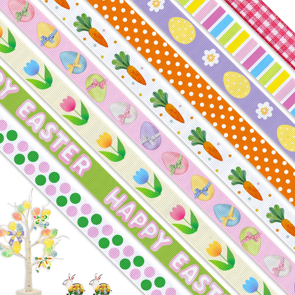 Amazon.com: 9 Rolls 27 Yards Easter Ribbons, Easter Grosgrain 3/8 ...