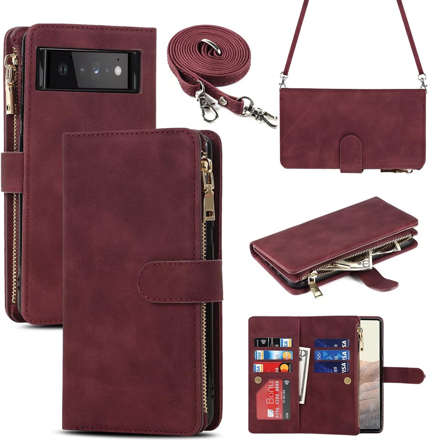 Amazon.com: iCoverCase for Google Pixel 6 Wallet Case with Card Holder ...