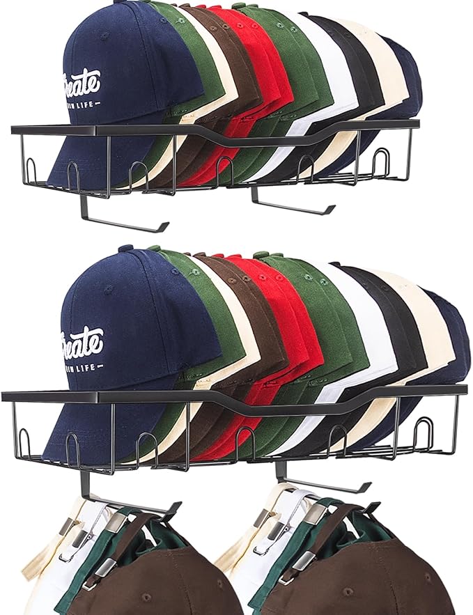 Amazon.com: Decorelement Metal Hat Rack with Hooks. Wall Mounted ...