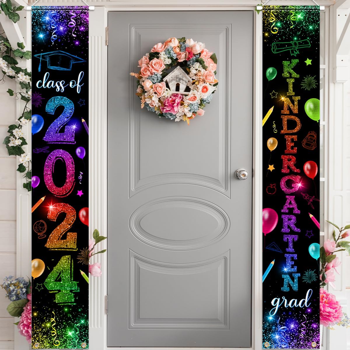 Amazon.com: Kindergarten Graduation Decorations 2024 Porch Sign Banner ...