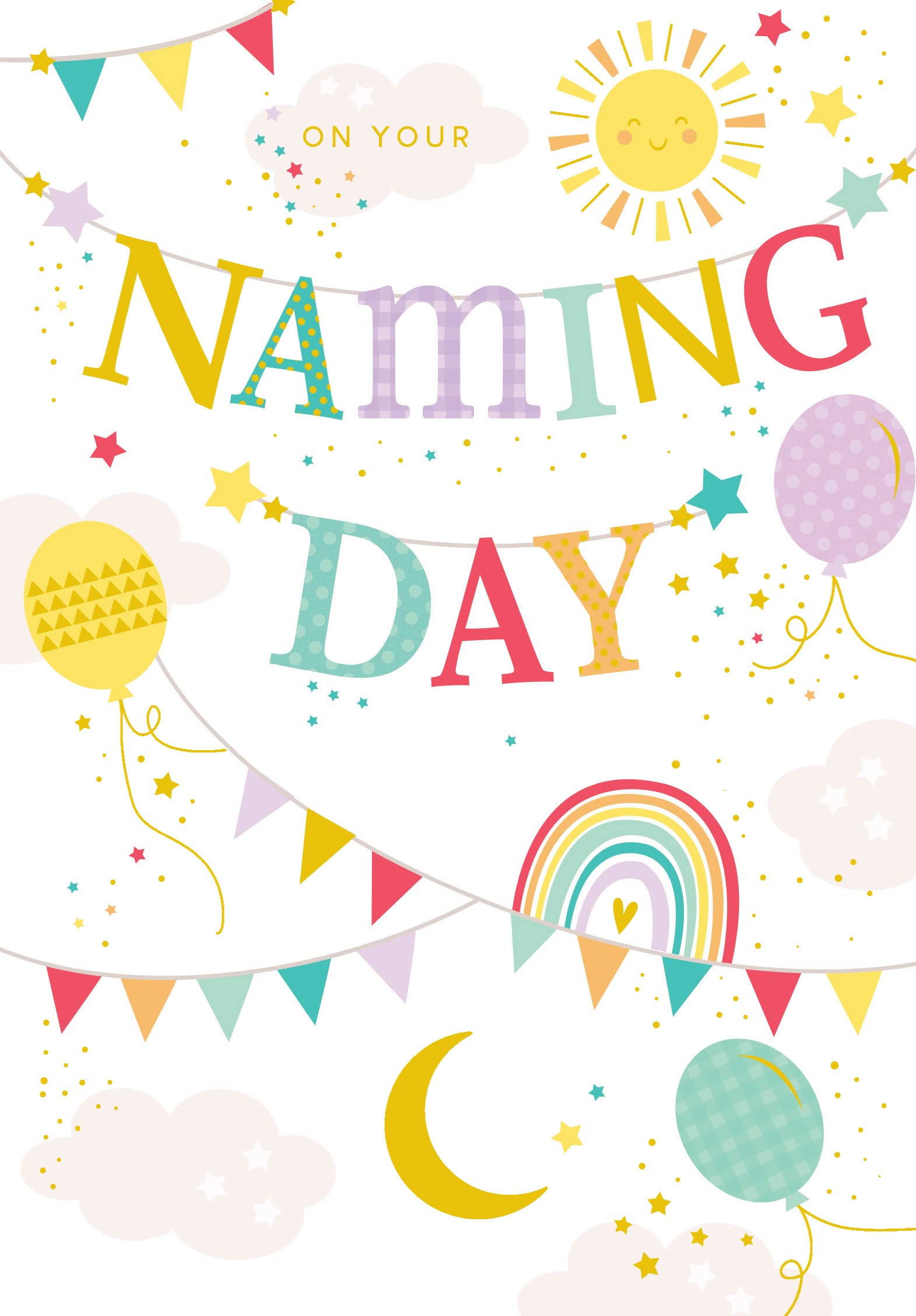 On Your Naming Day Card Rainbow Foil Finish Lovely Verse : Amazon.co.uk ...