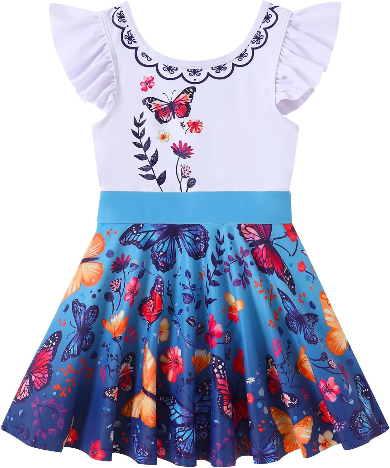 Amazon.com: Ghteas Girls One Piece Swimsuits with Skirt UPF 50+ Floral ...