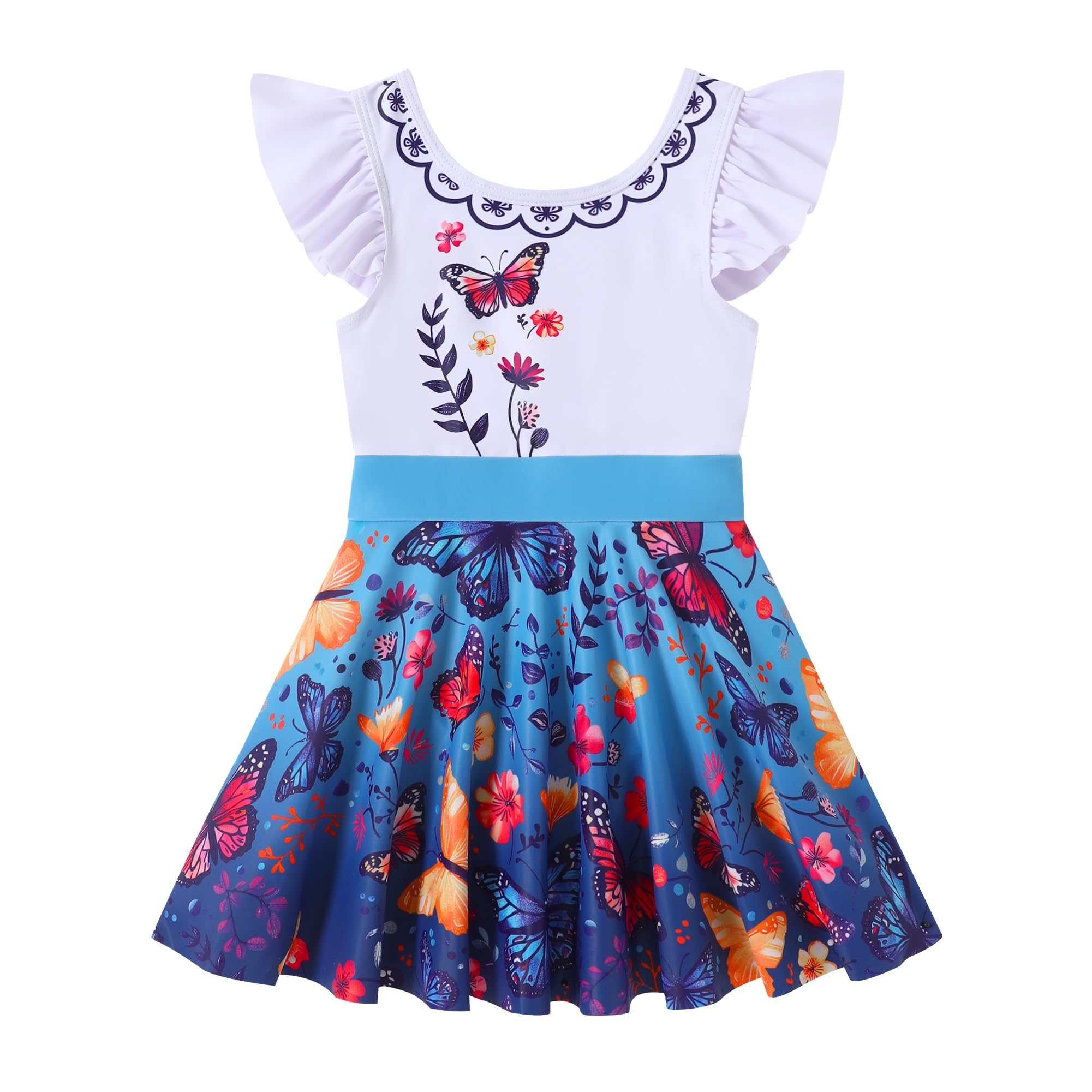 Snapklik.com : Girls One Piece Swimsuits Skirted Butterfly Navy Blue ...