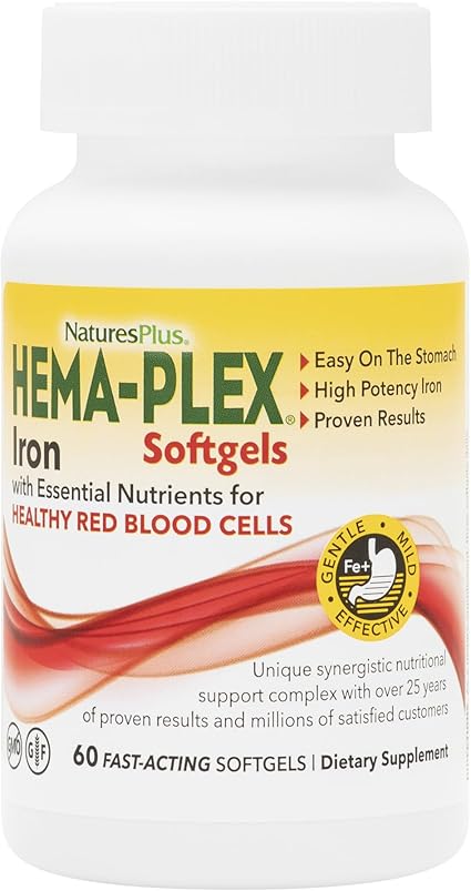 Amazon.com: NaturesPlus Hema-Plex Iron - 60 Fast-Acting Softgels - 85 ...
