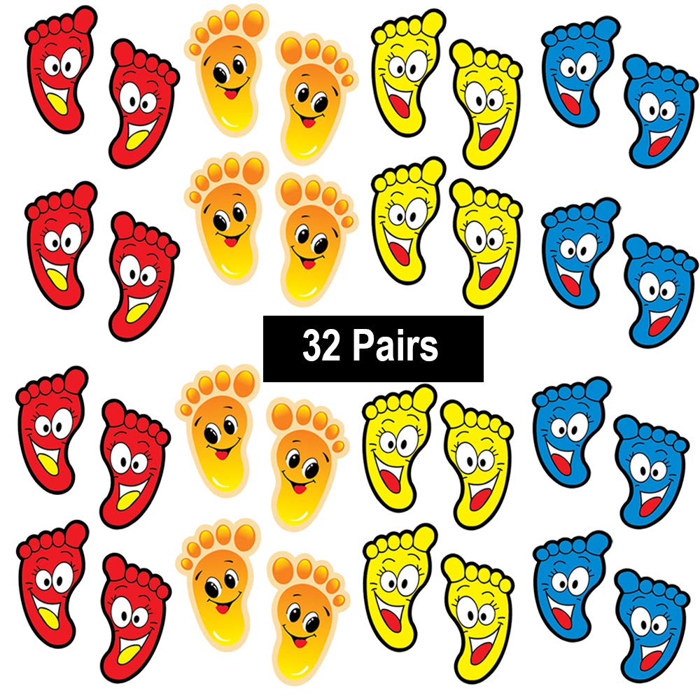 Buy 32 Pairs Kids Footprint Guide Stickers for School Classroom Floor ...