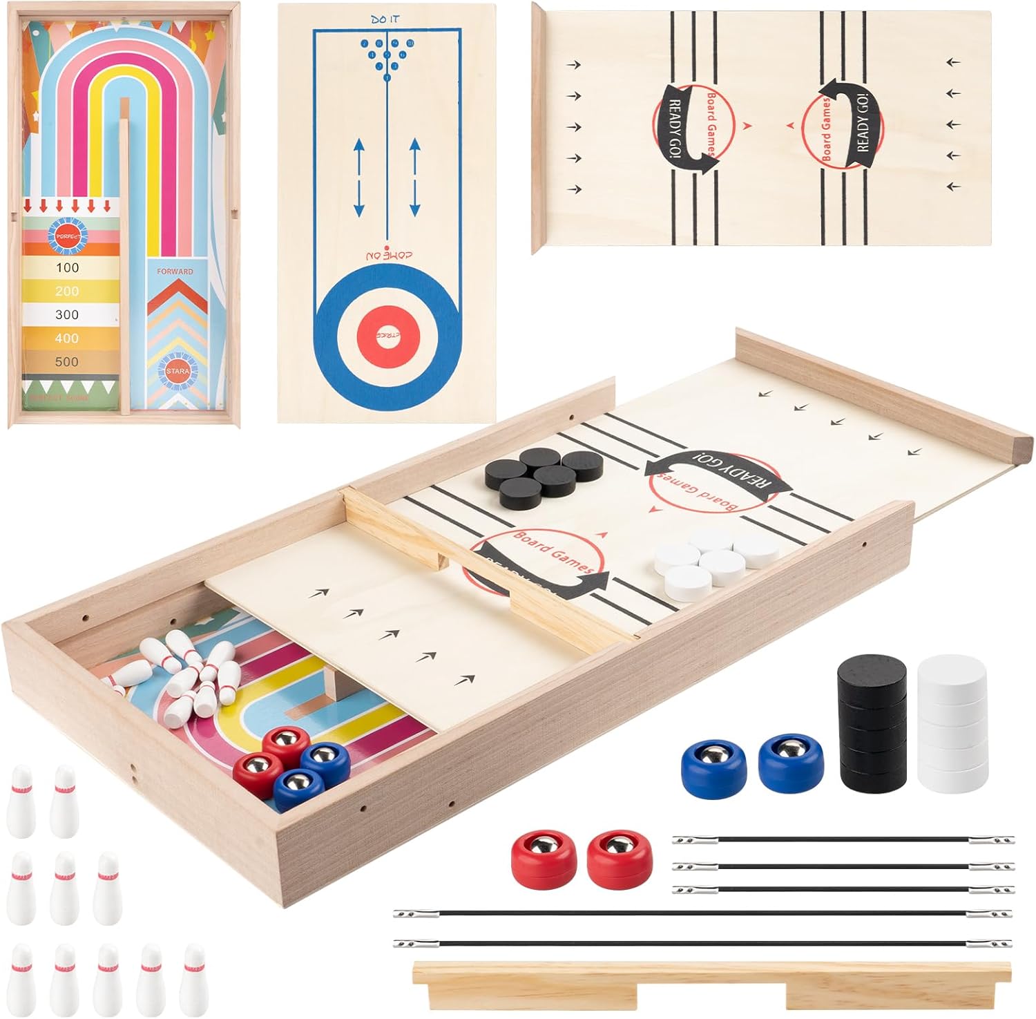 Amazon.com: FunMas 5-in-1 Wooden Board Game Set for Kids and Adults ...