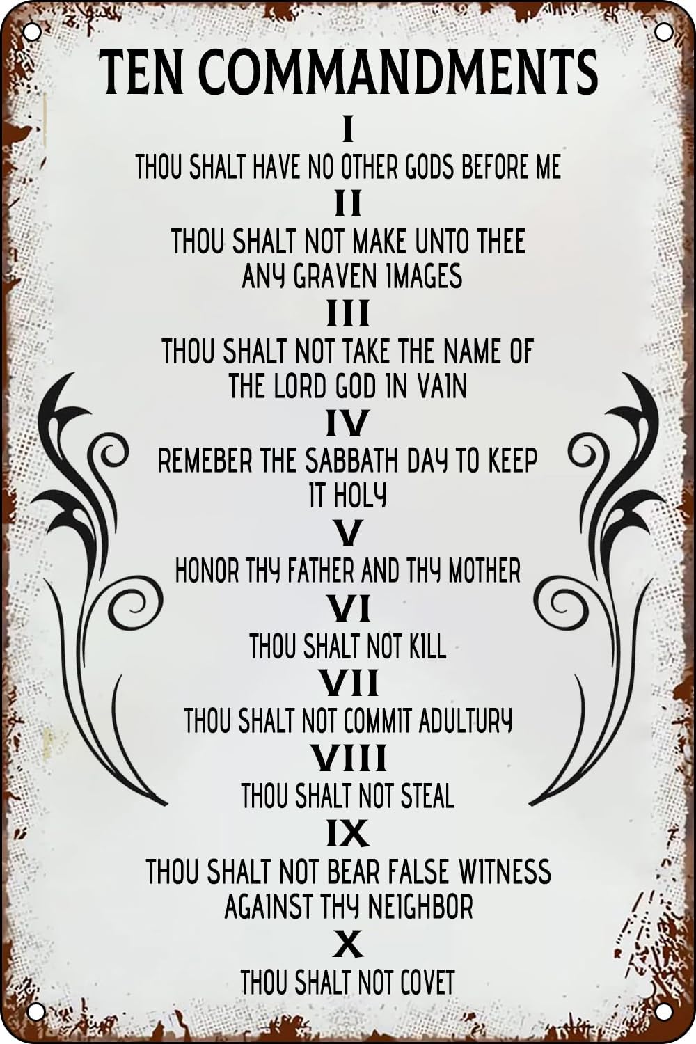 Amazon.com: Vintage Ten Commandments Wall Decor Antique Bible Verse ...