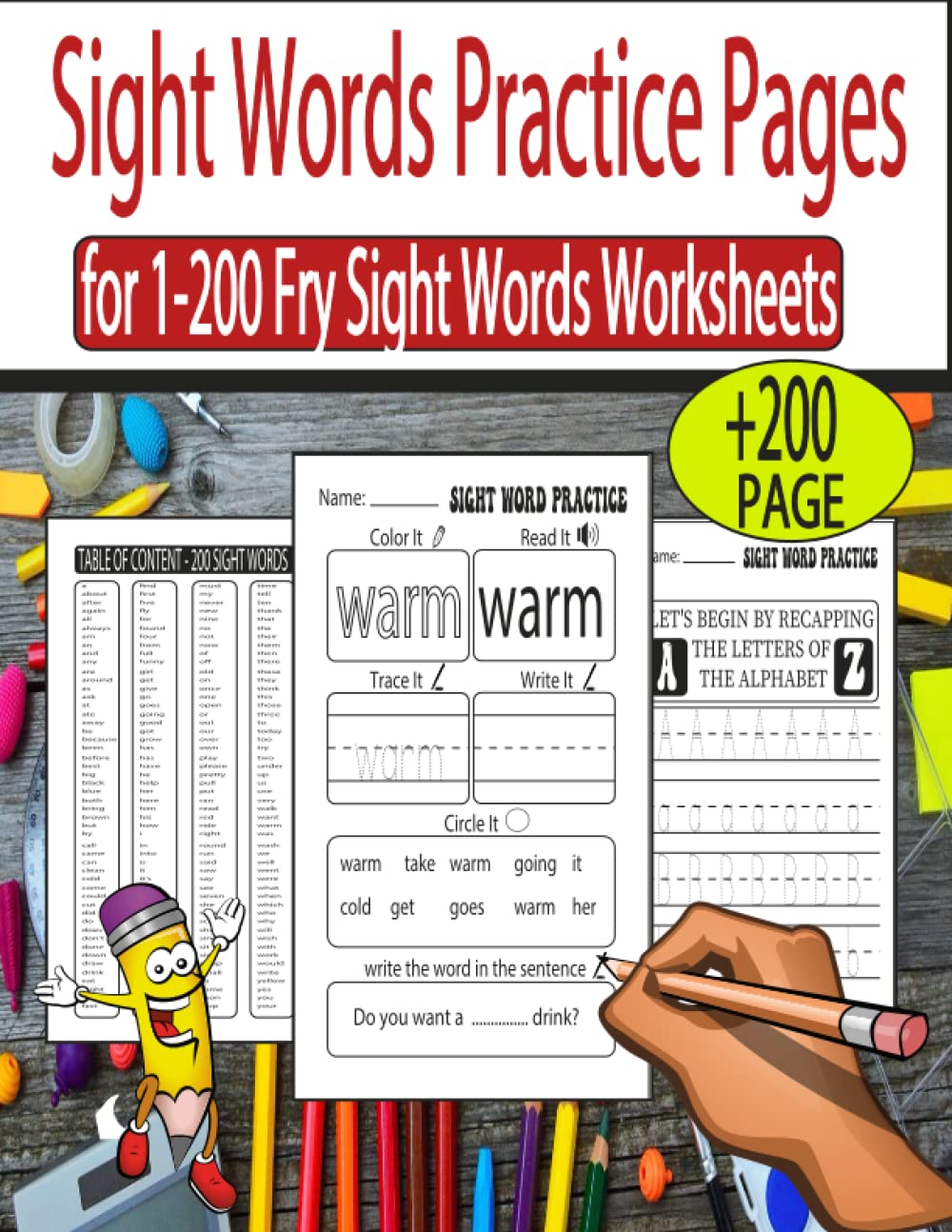 Buy Words Practice Pages for 1-200 Fry: Words Worksheets for Kids ...
