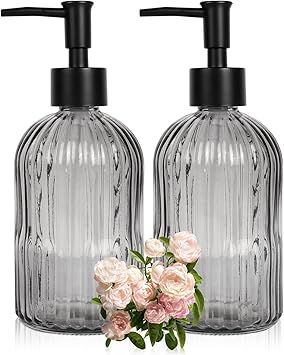 Amazon.com: 2 Pack 11oz Glass Soap Dispenser with Plastic Pump ...
