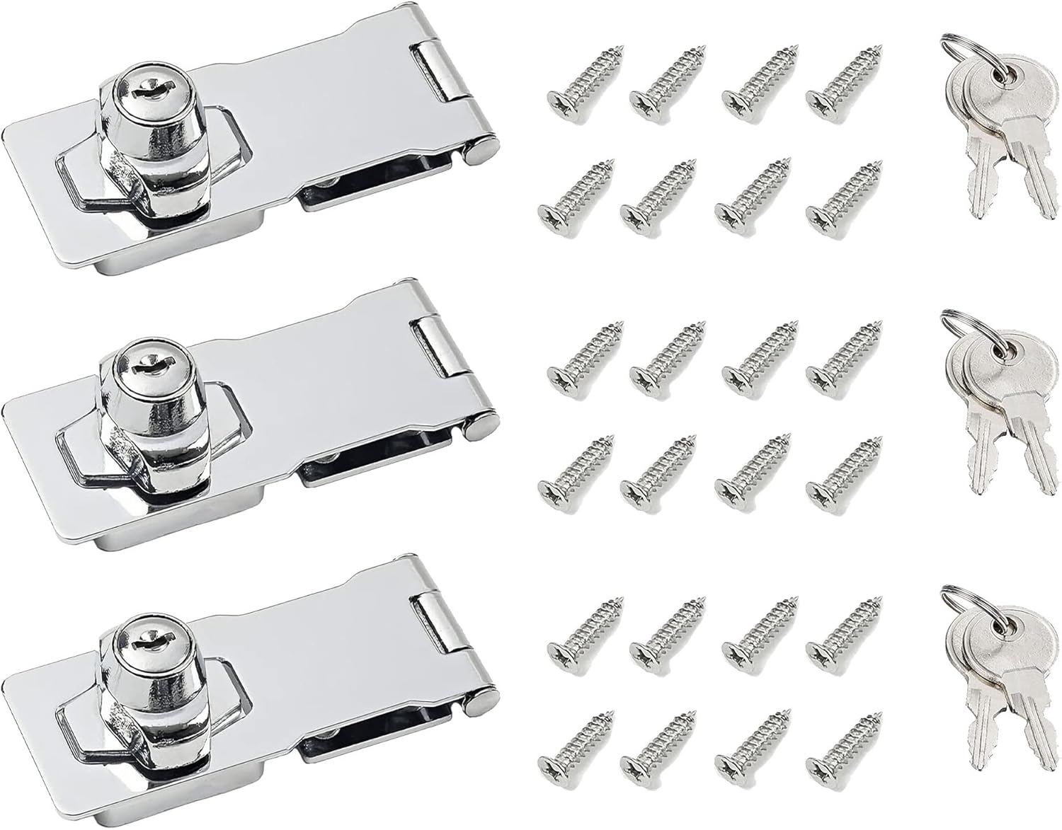 I-EASYDWW, Keyed Hasp Locks, 4 Inch, Twist Knob Keyed Locking Hasp ...
