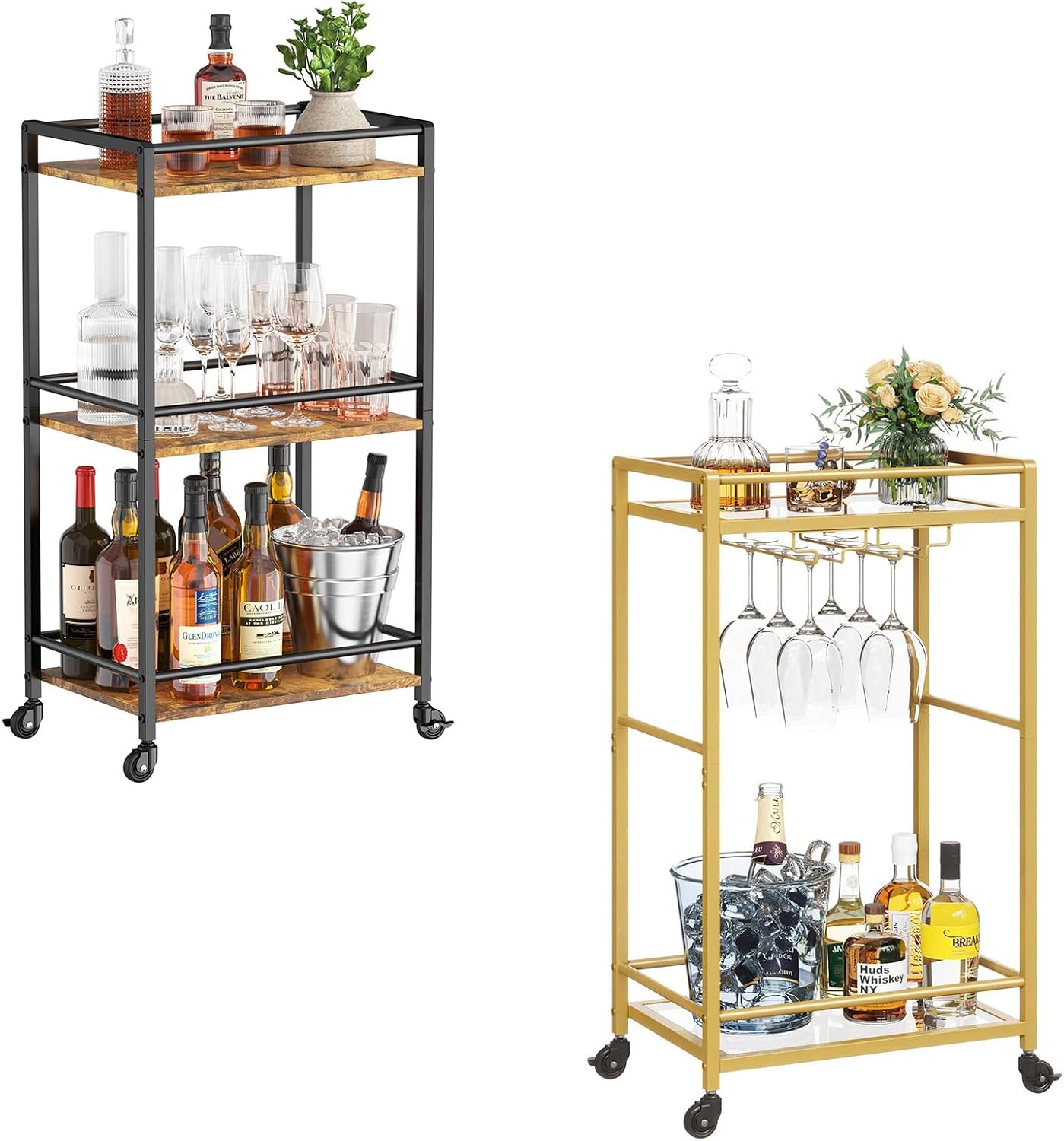 Amazon.com - Lifewit Bar Cart for The Home, Small Rolling Wine Cart, Drink Serving Cart with ...