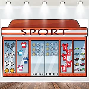 Amazon.com : Fabric 5x4ft Cartoon Sport Store Backdrop Baseball ...