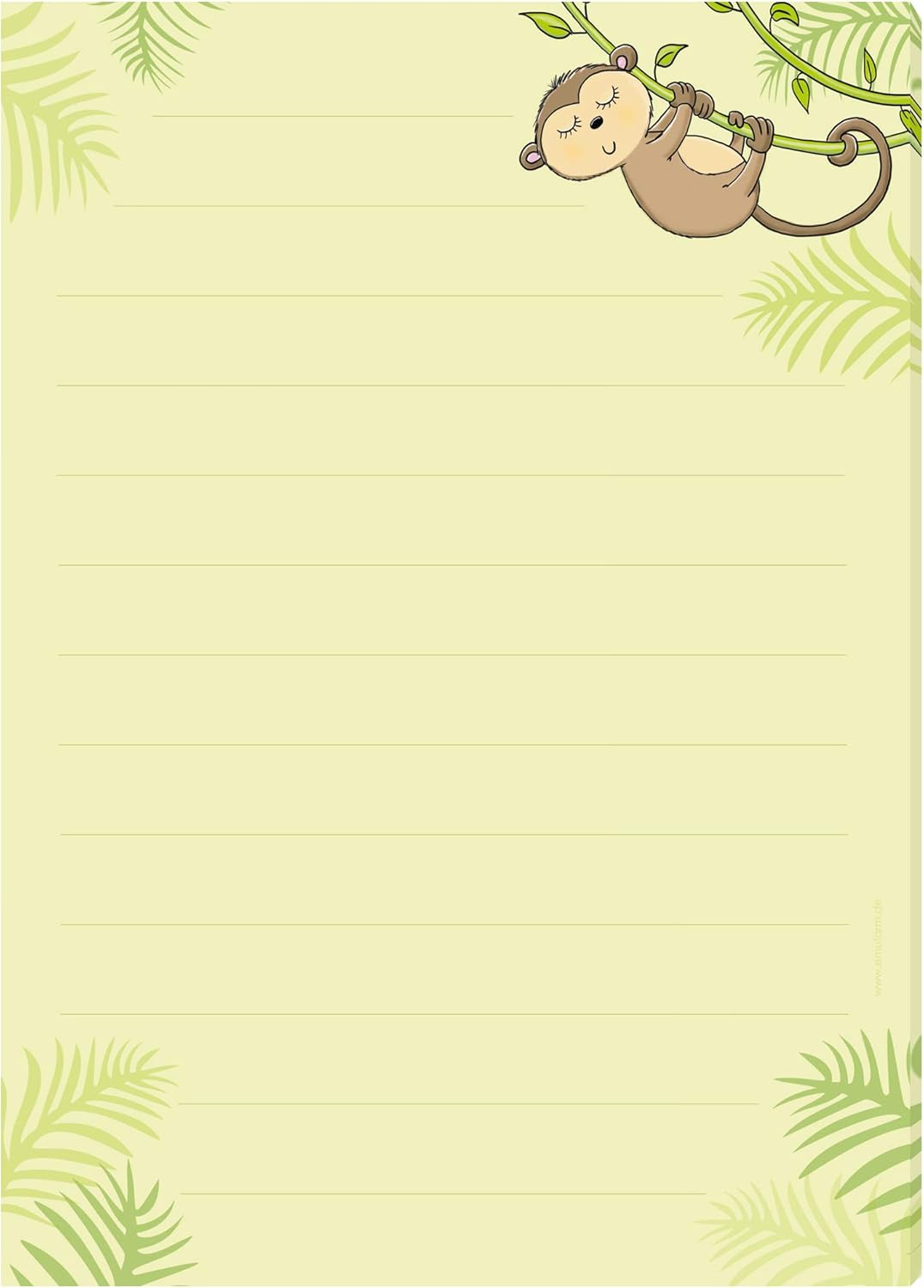 4 x writing paper block tiger, fish, monkey and monster, each DIN A5 ...