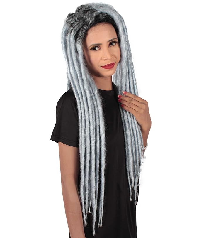 Amazon.com : HPO Adult Women's Long Dreadlocks Wig - Dark Grey ...