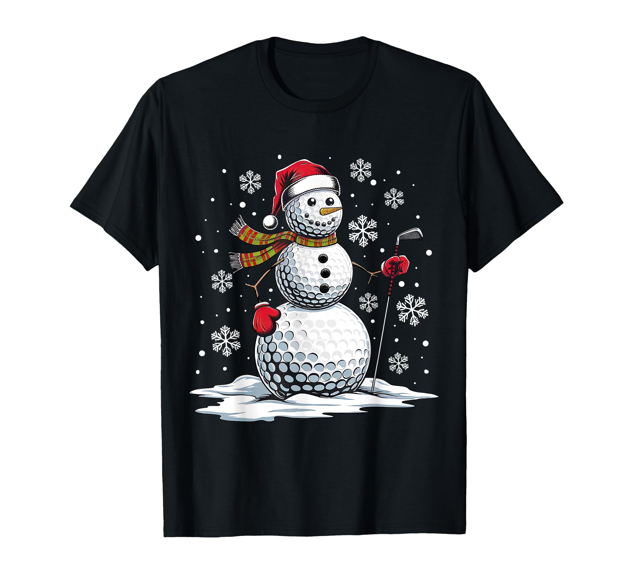 Amazon.com: Golf Snowman Golf Player Santa Hat Christmas Funny T-Shirt ...