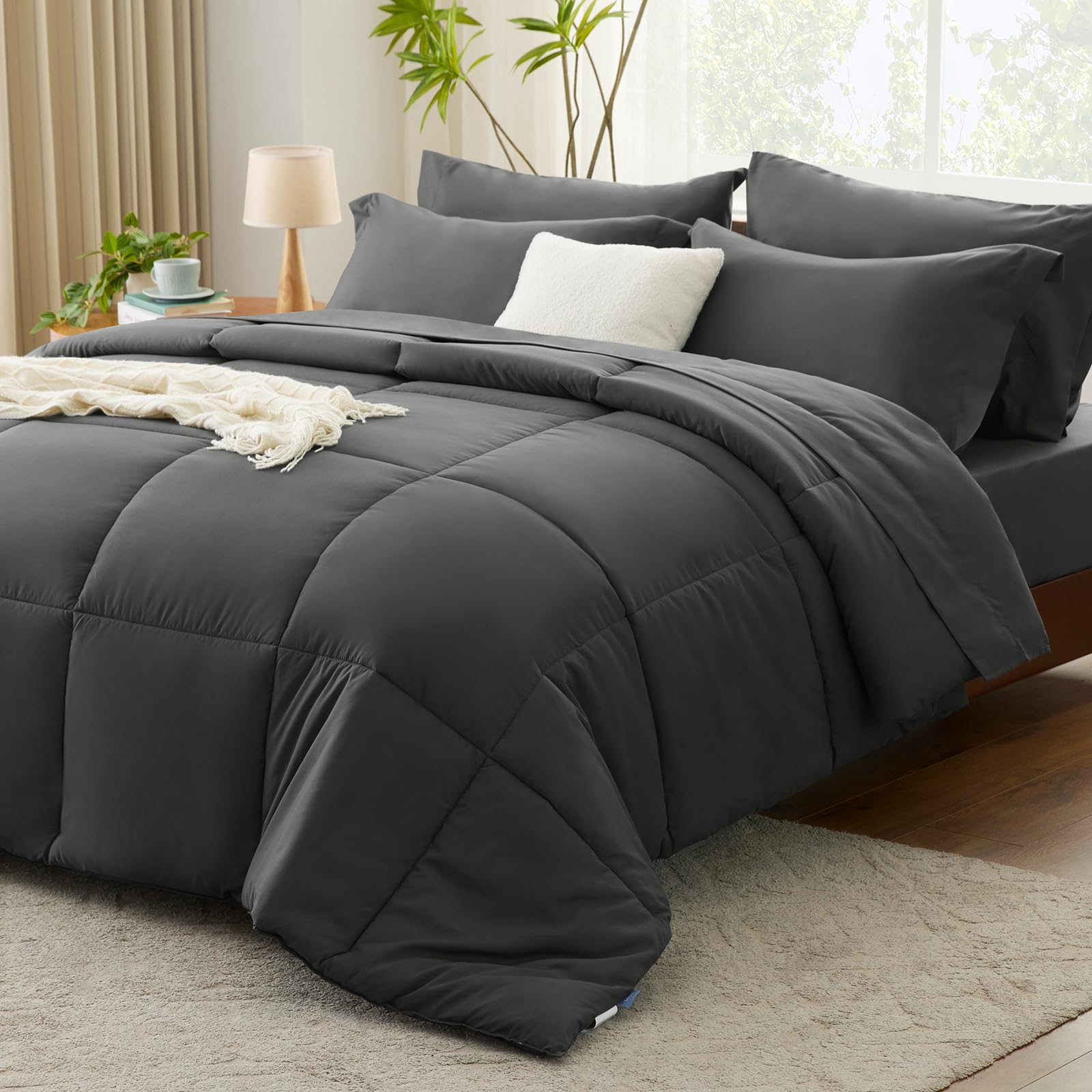 Amazon.com: CozyLux Full Size Comforter Sets - 7 Pieces Bed in a Bag ...
