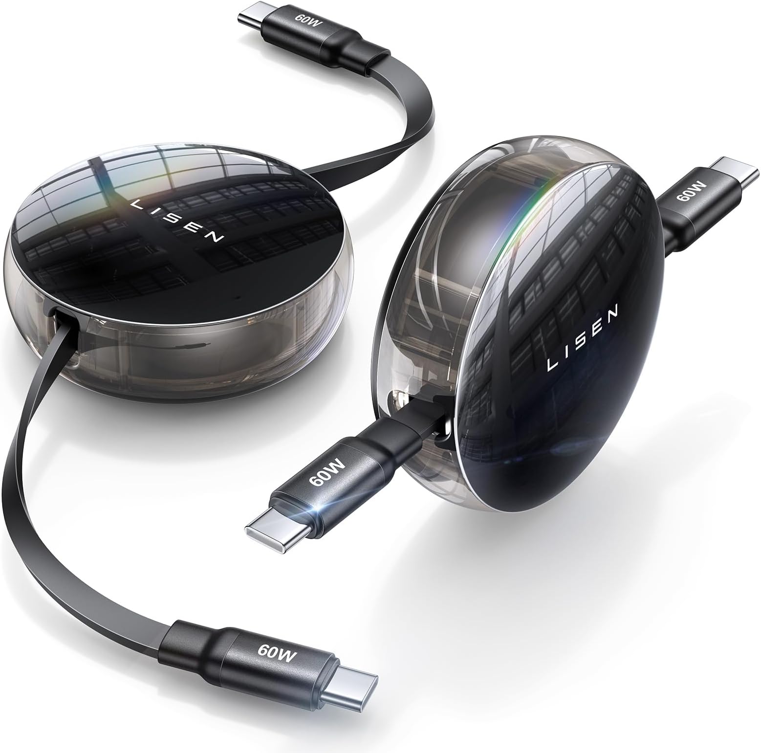 Amazon.com: LISEN Retractable USB C Cable【60W/2Pack】 Travel Essentials ...