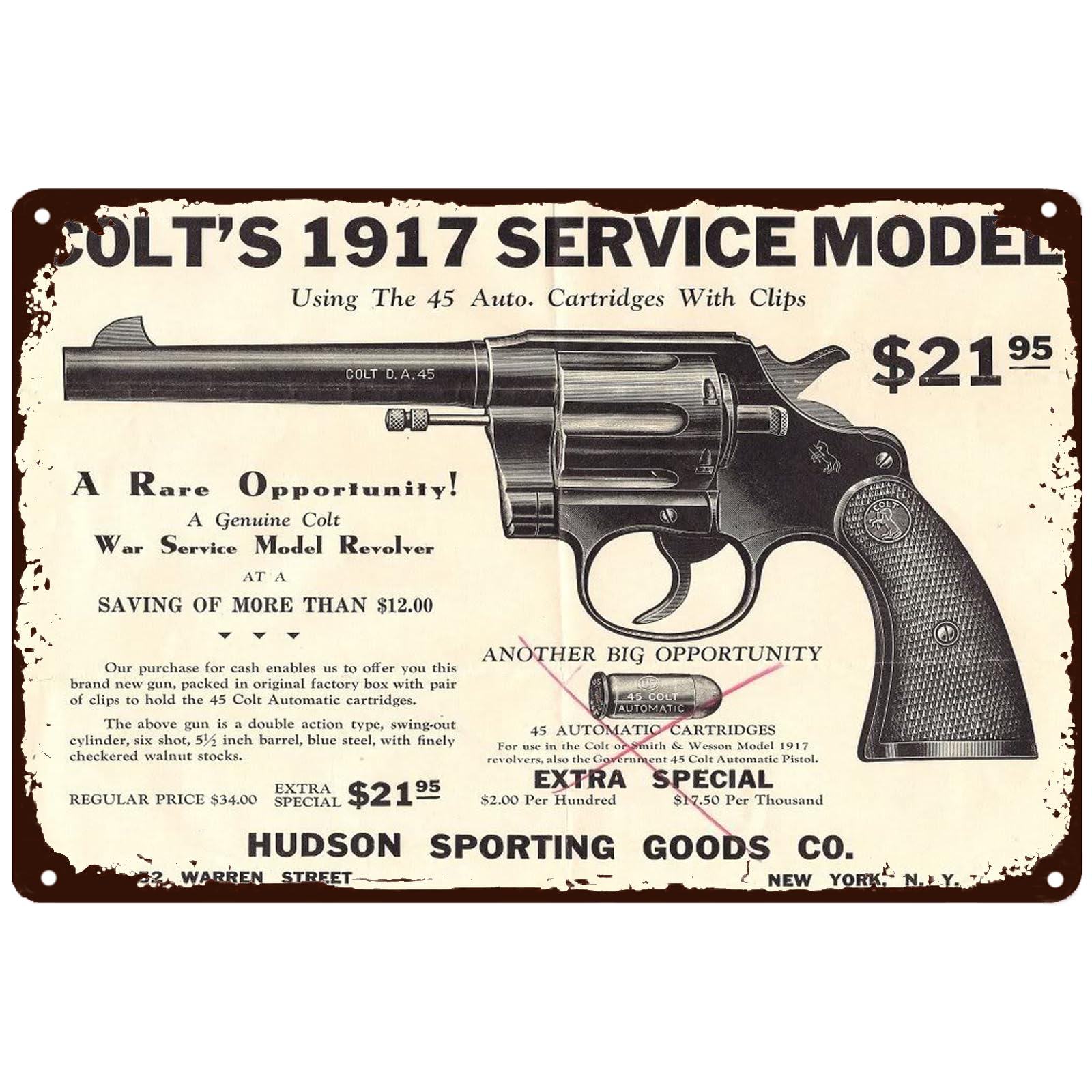 Amazon.com: Vintage Metal Sign - Colt's 1917 Service Model Military ...