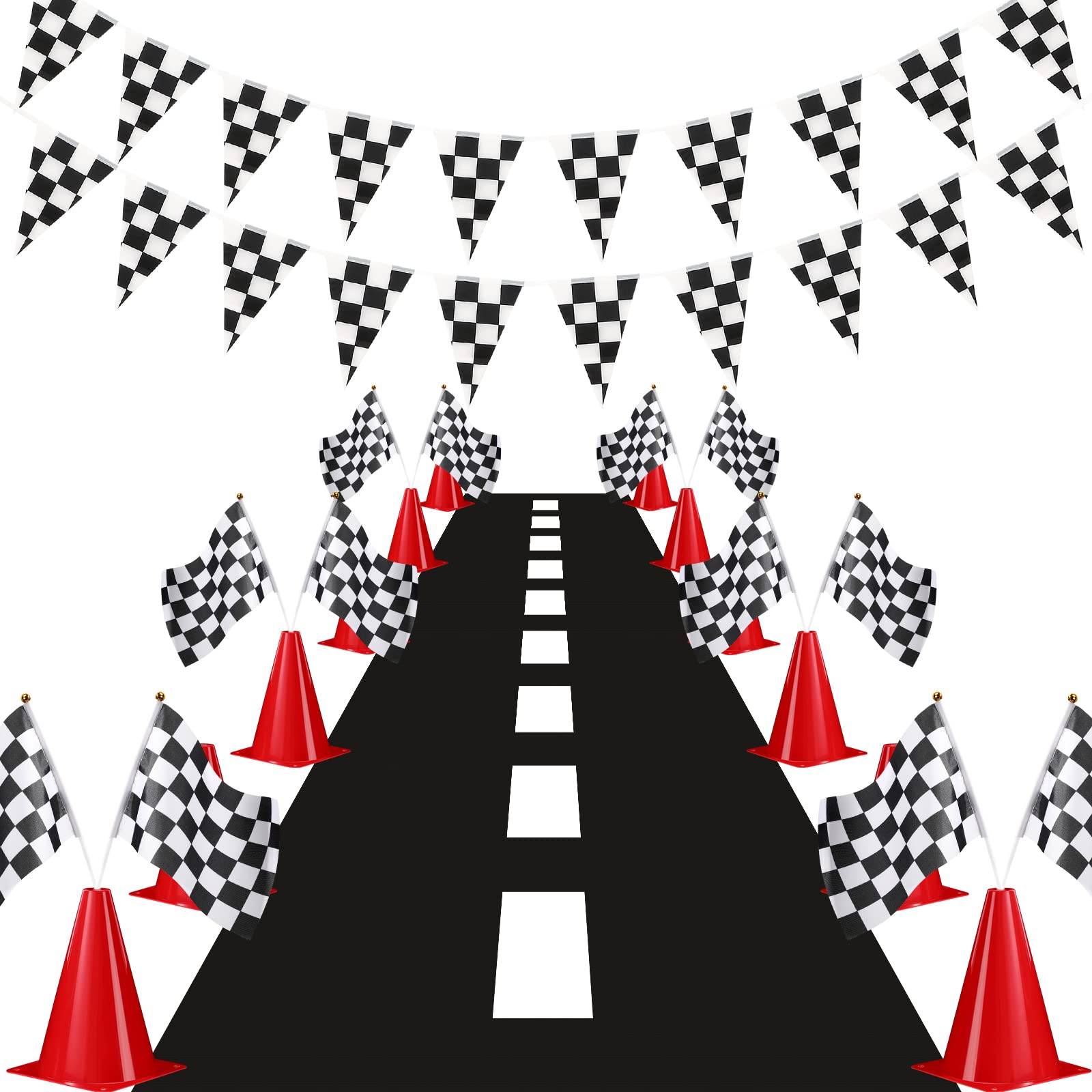 Snapklik.com : Skylety Traffic Cones And Racing Checkered Flags Set ...