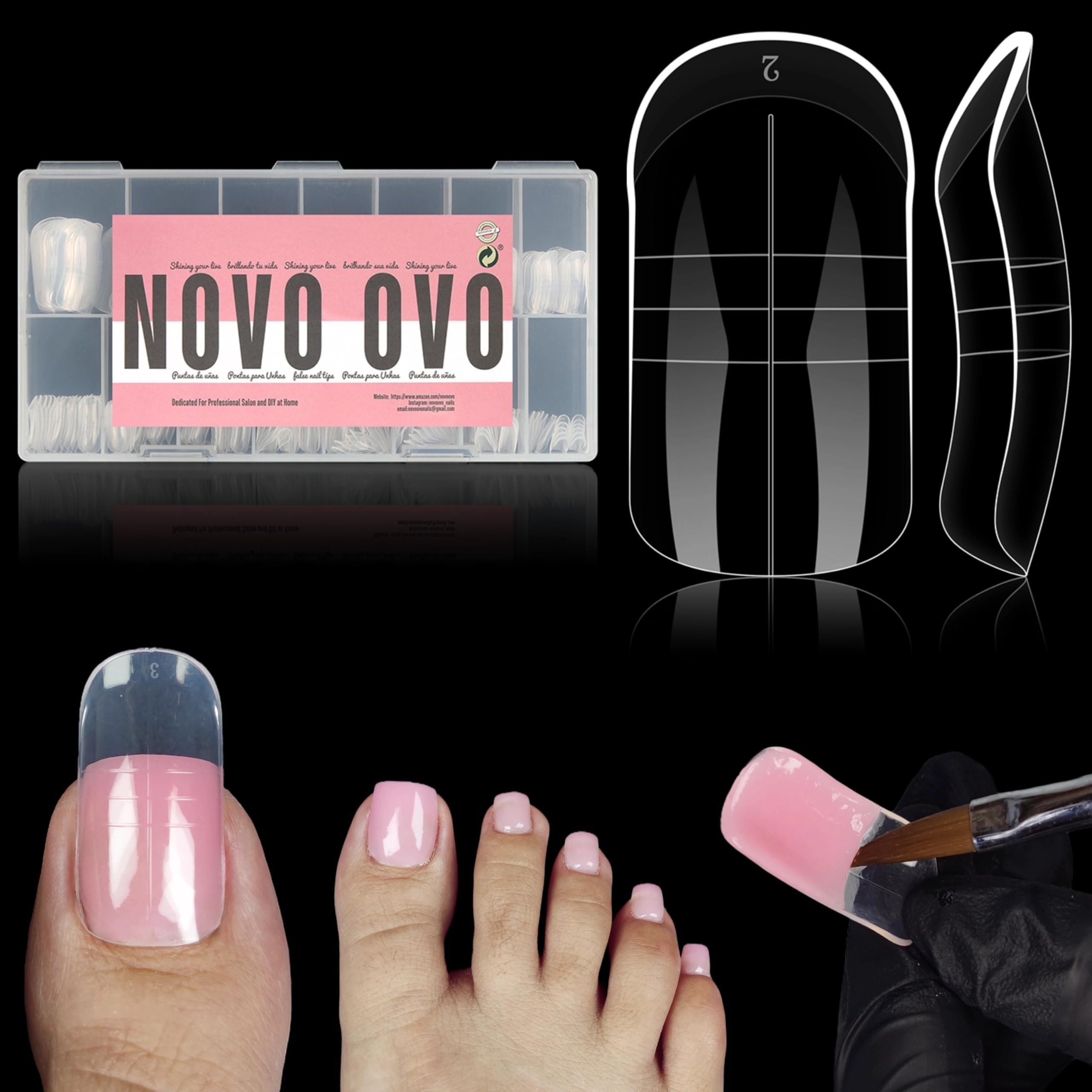 Amazon.com: BTArtboxnails XCOATTIPS Toe Nail Tips - Short French Tip ...