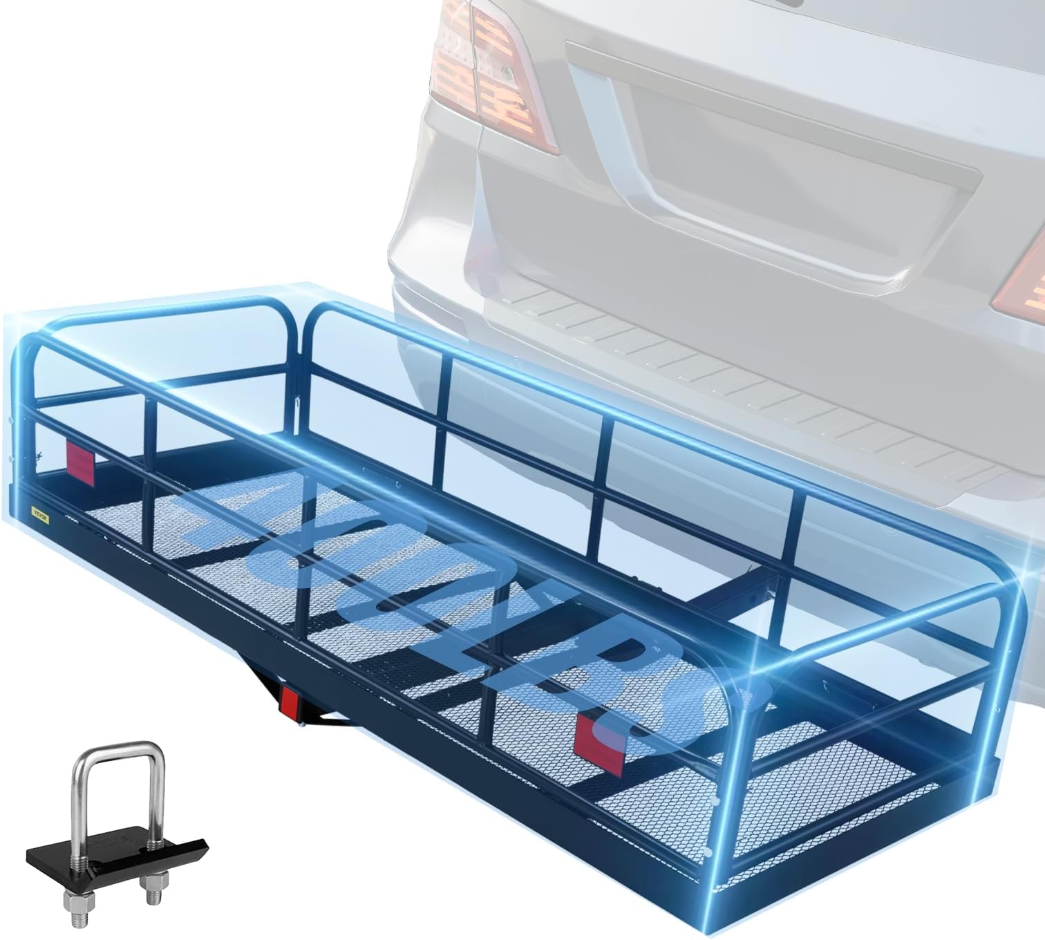 VEVOR Hitch Cargo Carrier, 60" x 24" x 14" Folding Trailer Hitch ...