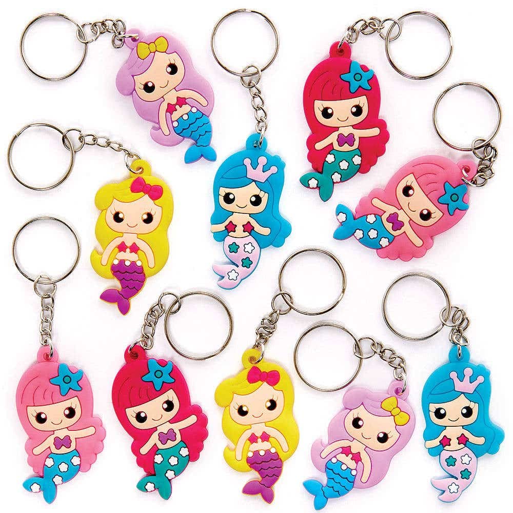 Baker Ross FC948 Mermaid Keyrings – Pack of 10, Kids Party Bag Fillers ...