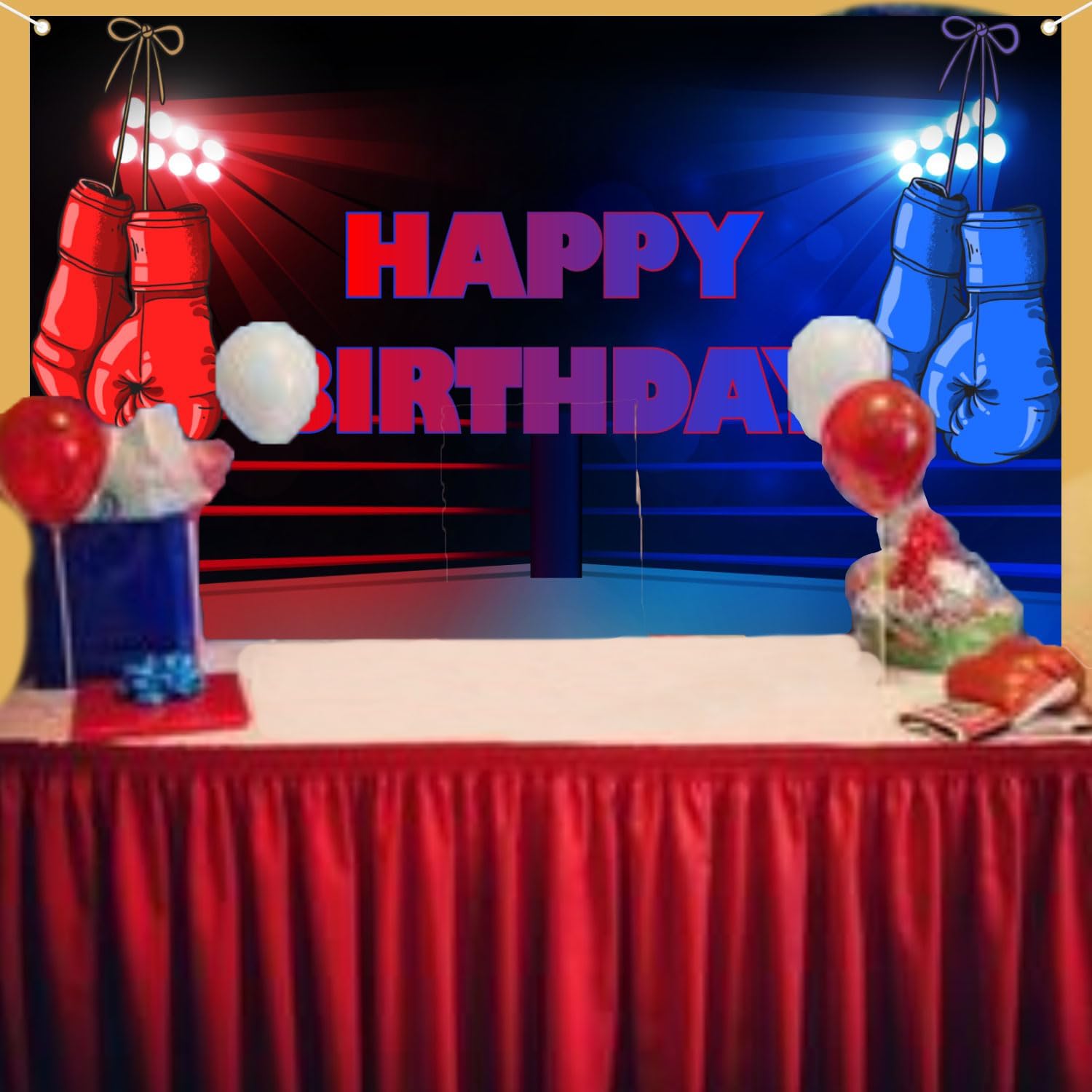 Fondo de fiesta de cumpleaños con temática de boxeo, ideal para fiestas ...