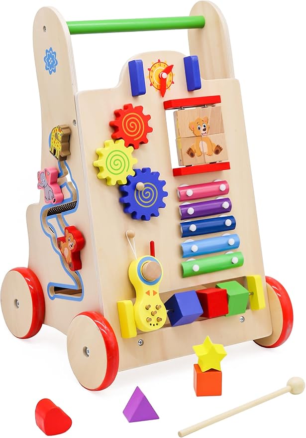 Amazon.com: Baby Push Walker - Wooden Toys Activity Center for Toddler ...