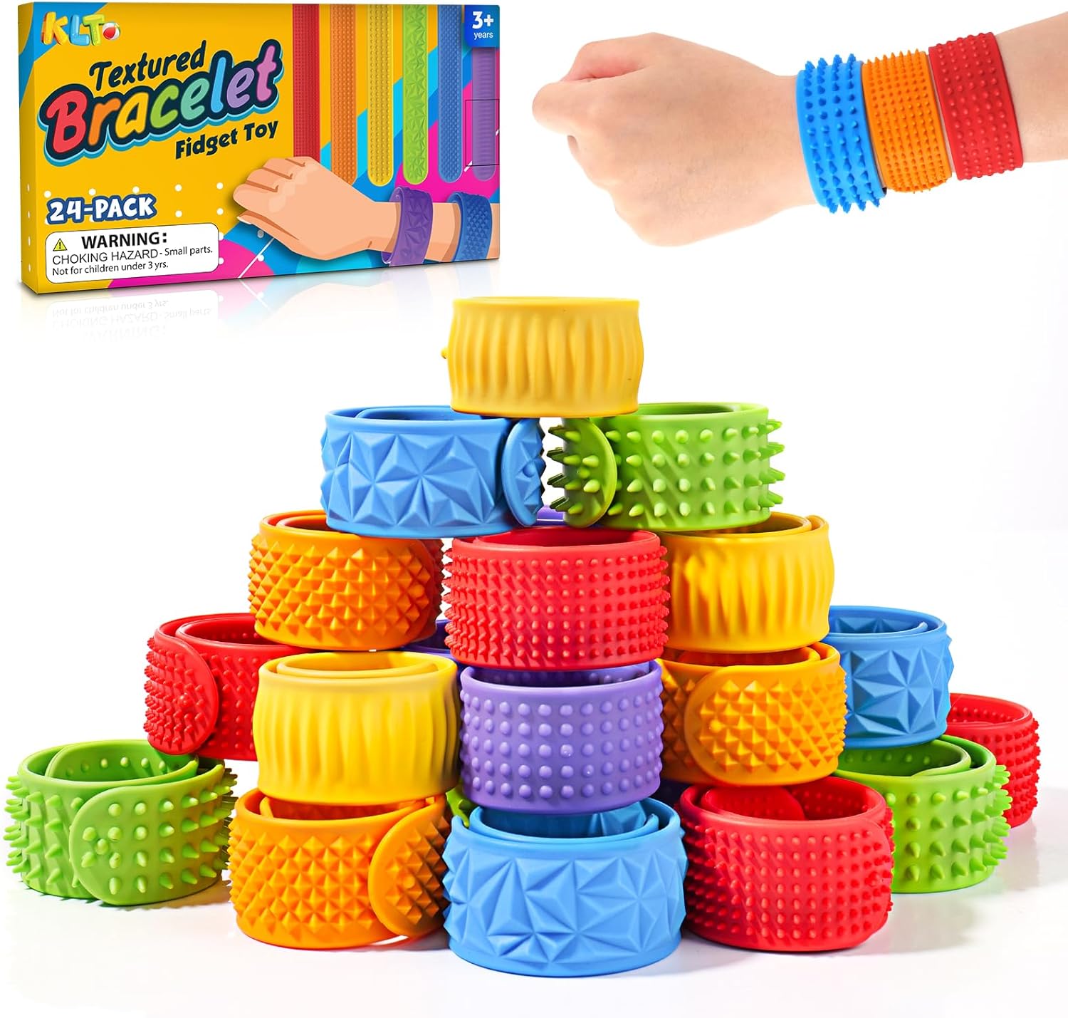 Amazon.com: Fidget Toys Bulk for Kids: 24 Pack Textured Silicone Slap ...
