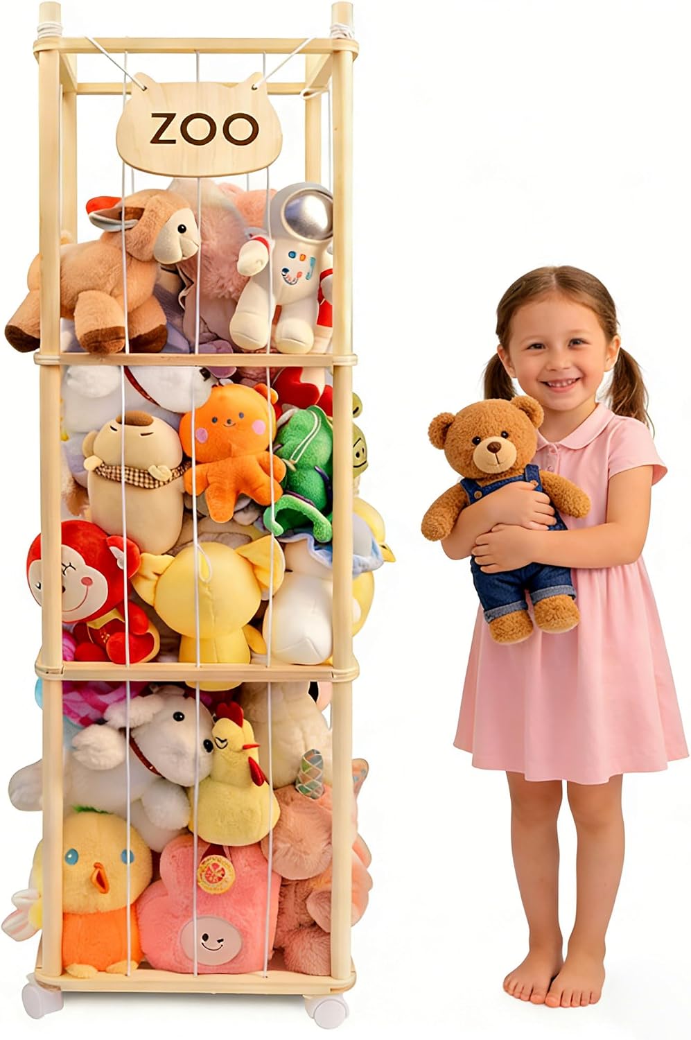 Amazon.com: Lveesto Stuffed Animal Storage, Wood Stuffed Animal Zoo ...