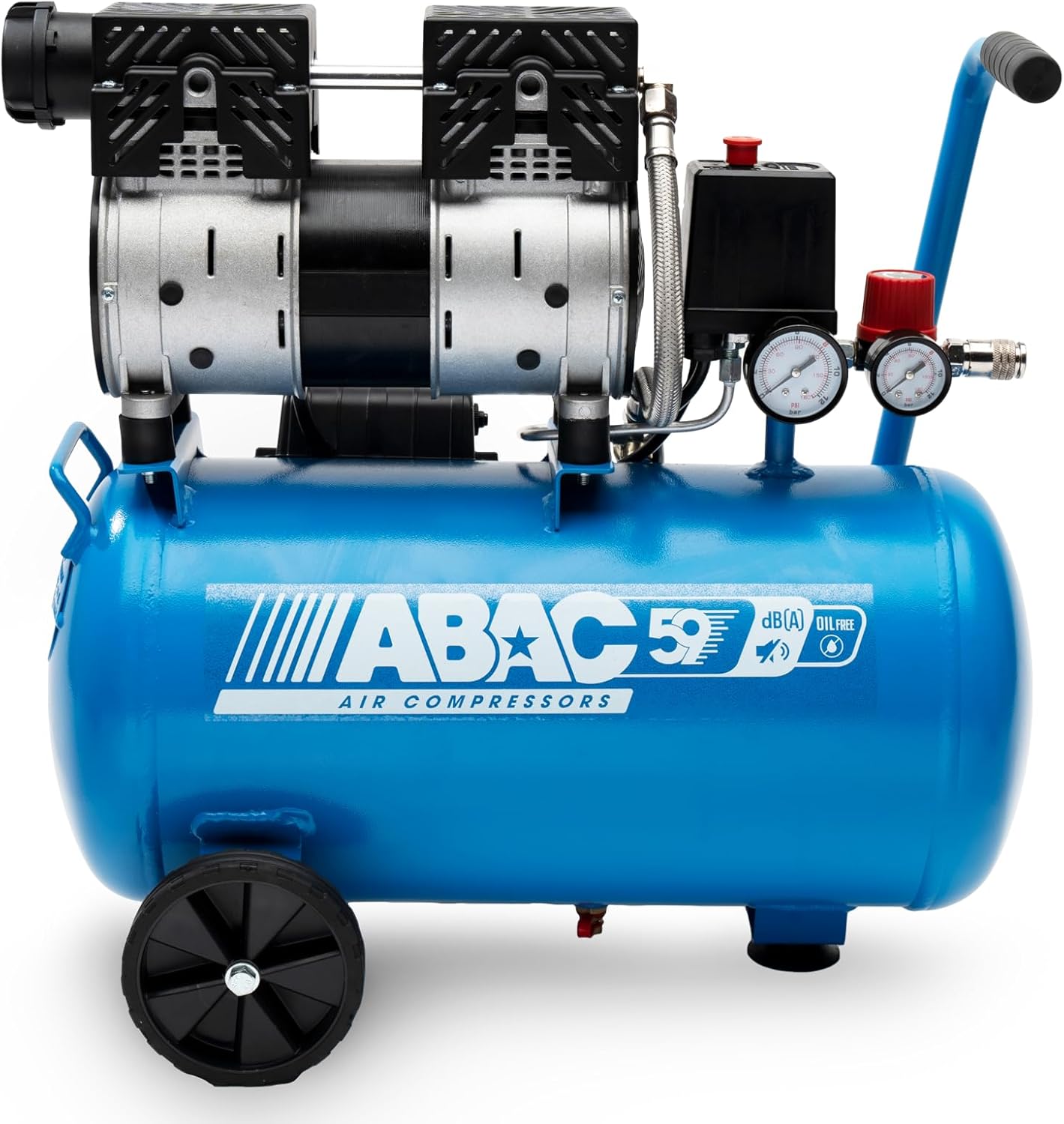 ABAC Compressore d'Aria Silenzioso EASE-AIR 24, Compressore Aria Oil-Free, Pressione Massima 8 ...