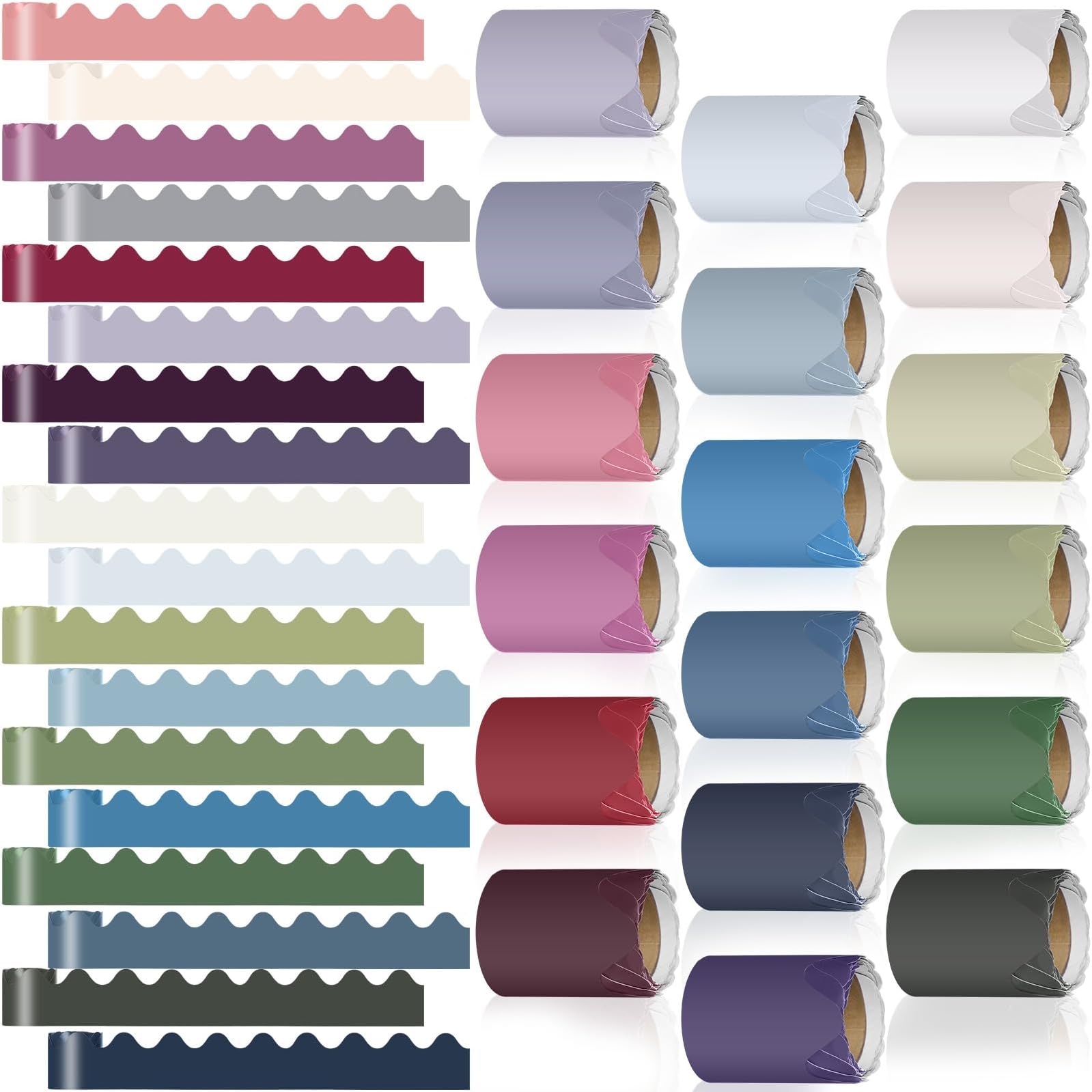 Amazon.com: 18 Packs Scalloped Bulletin Board Borders in 18 Colors, 300 ...