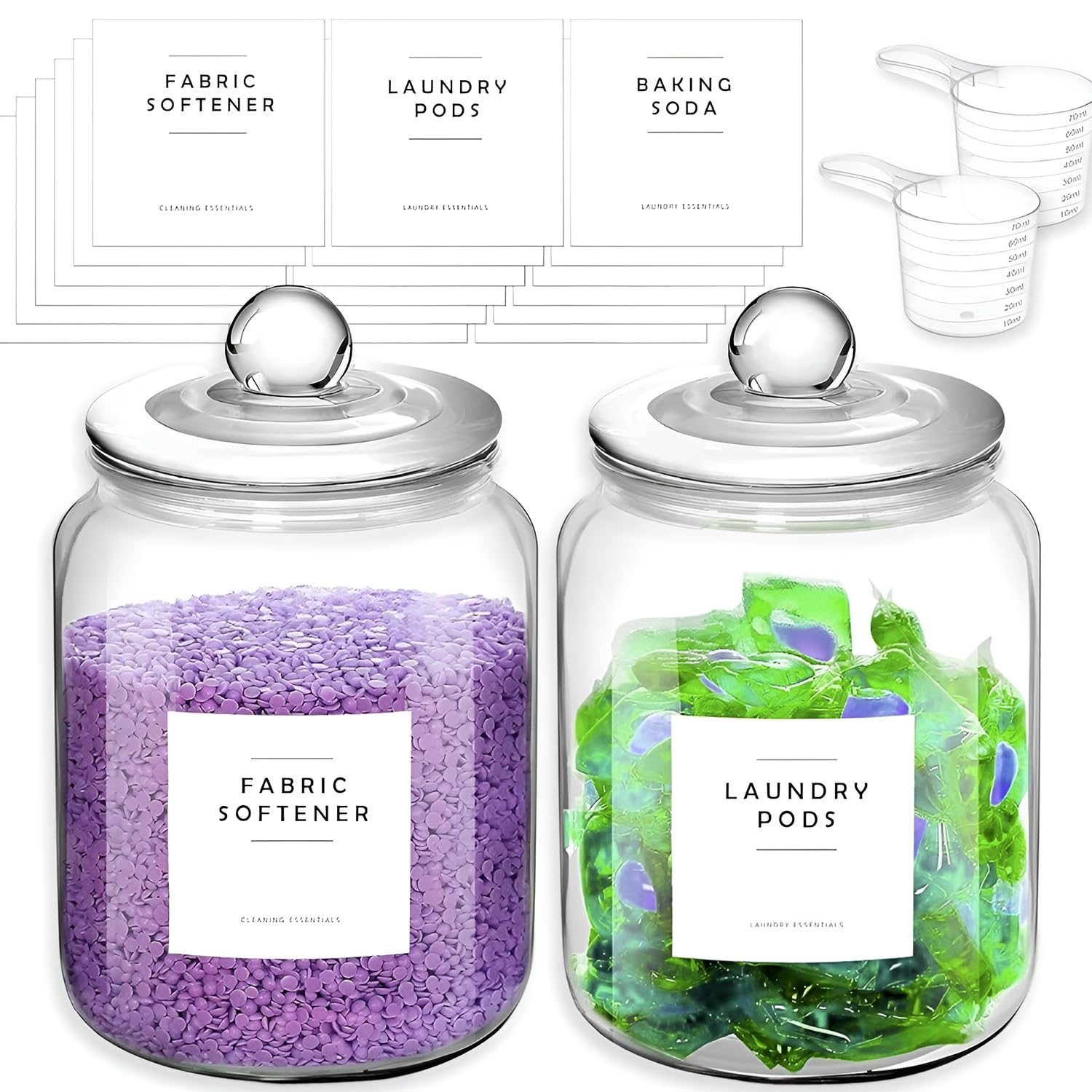 2pcs Glass Jars with Lids,2L Laundry Storage Containers Jars,Washing ...