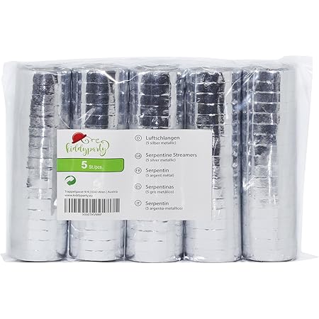 5 Pack metallic silver streamers, premium paper streamers perfect for ...