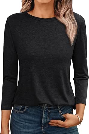 AUTOMET Womens Tops 3/4 Length Long Sleeve Shirts Fall Clothes Business ...