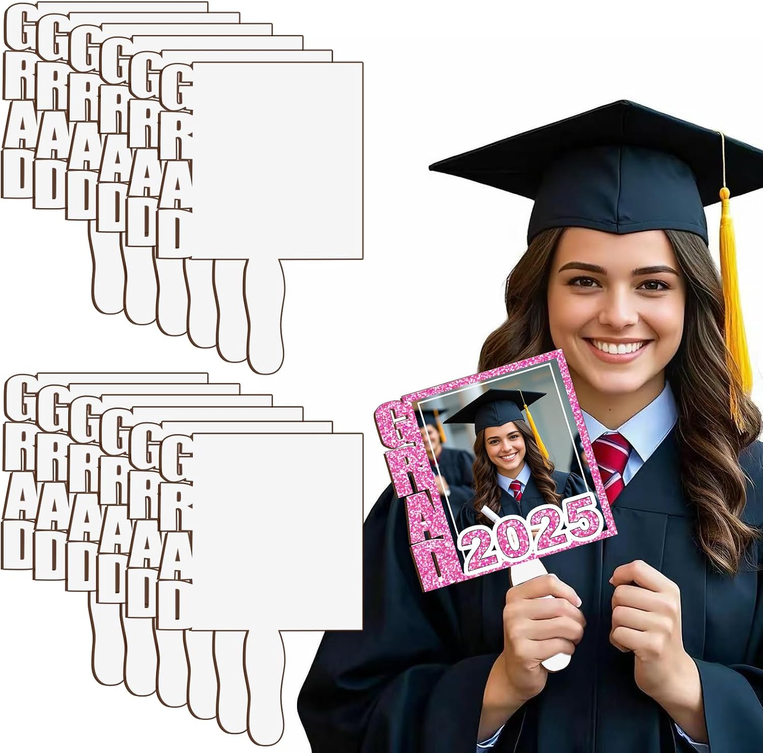 Amazon.com: ToBeAce 12 Pack Sublimation Graduation Fans Blank 12"x8 ...