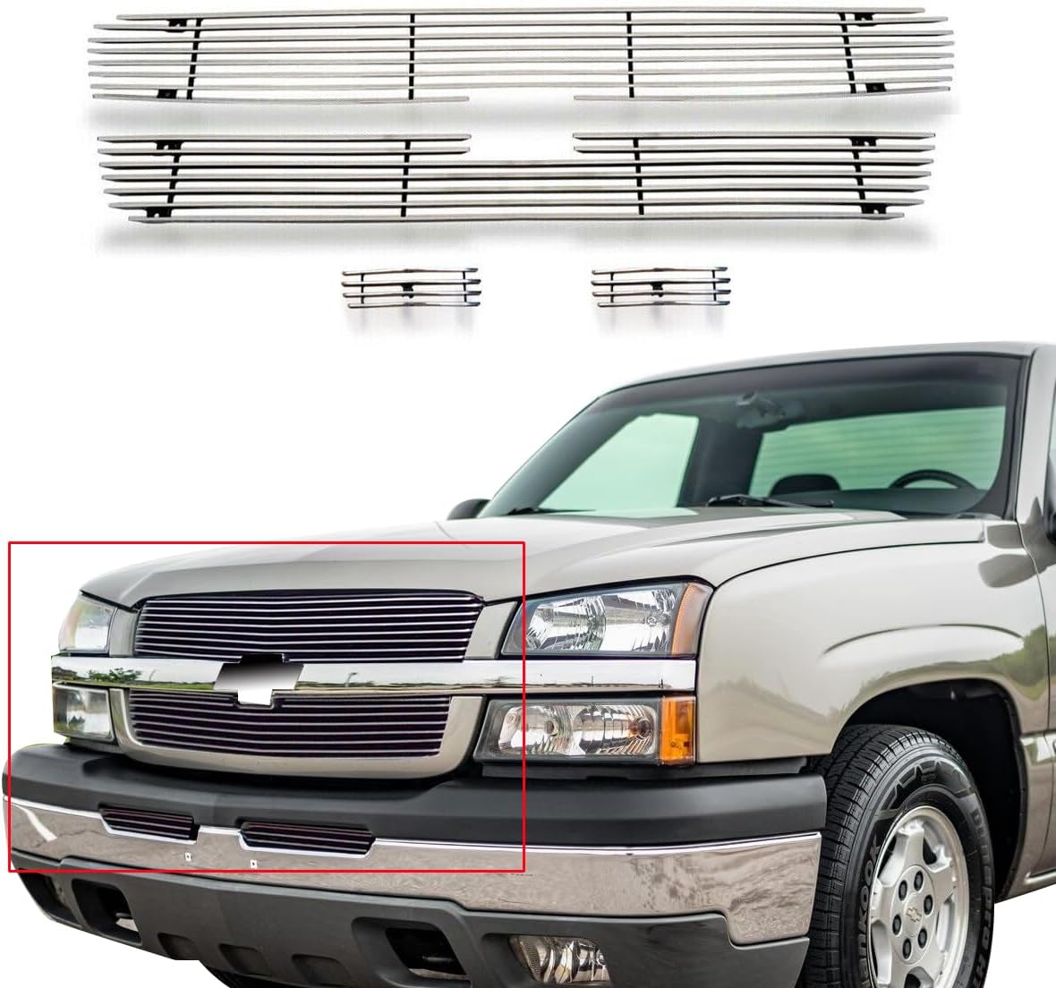 Amazon.com: Front Grille Fits 2003-2005 Chevy Silverado 1500/1500HD ...