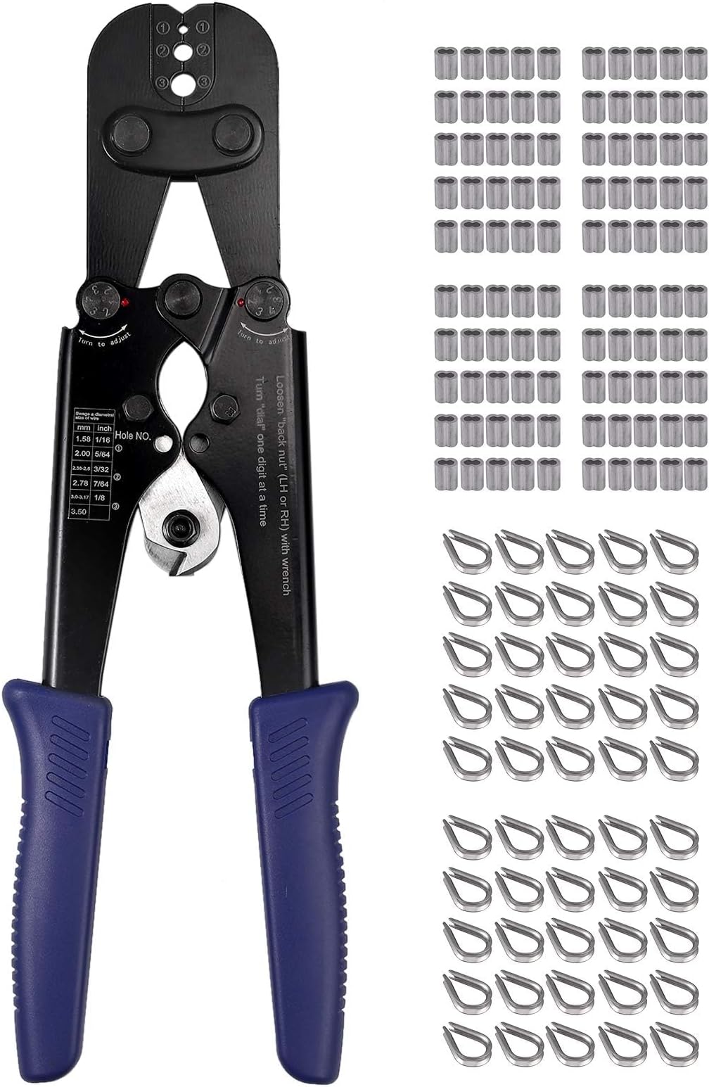 Glarks 83Pcs Up To 2.2mm Wire Rope Crimping Tool and Cable Cutter and ...