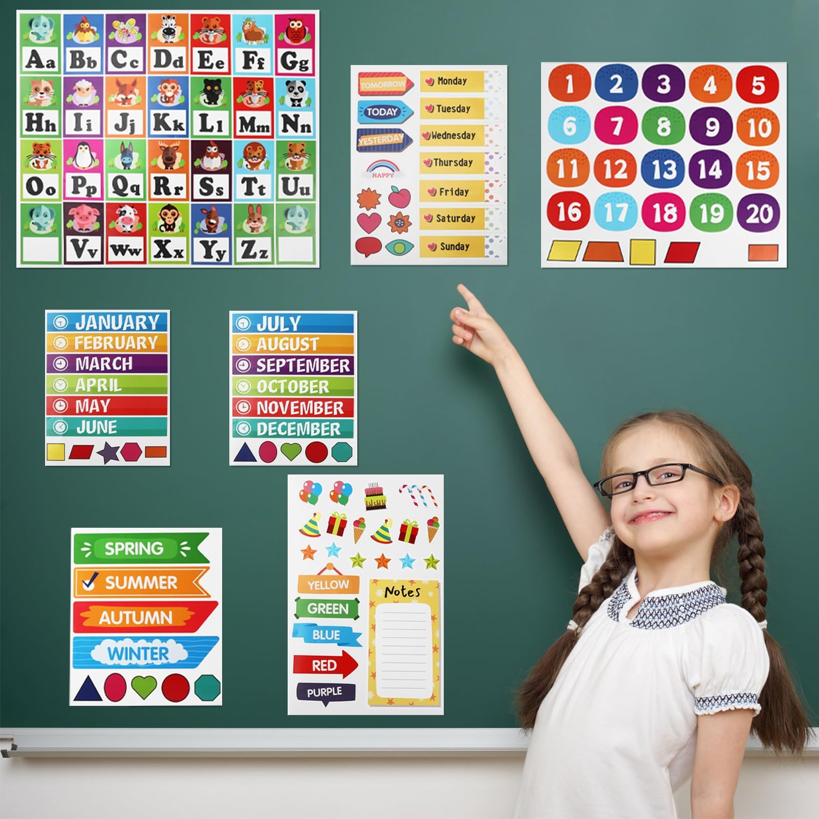 Amazon.com: Fulmoon 119pcs Classroom Calendar Pocket Chart Boho ...