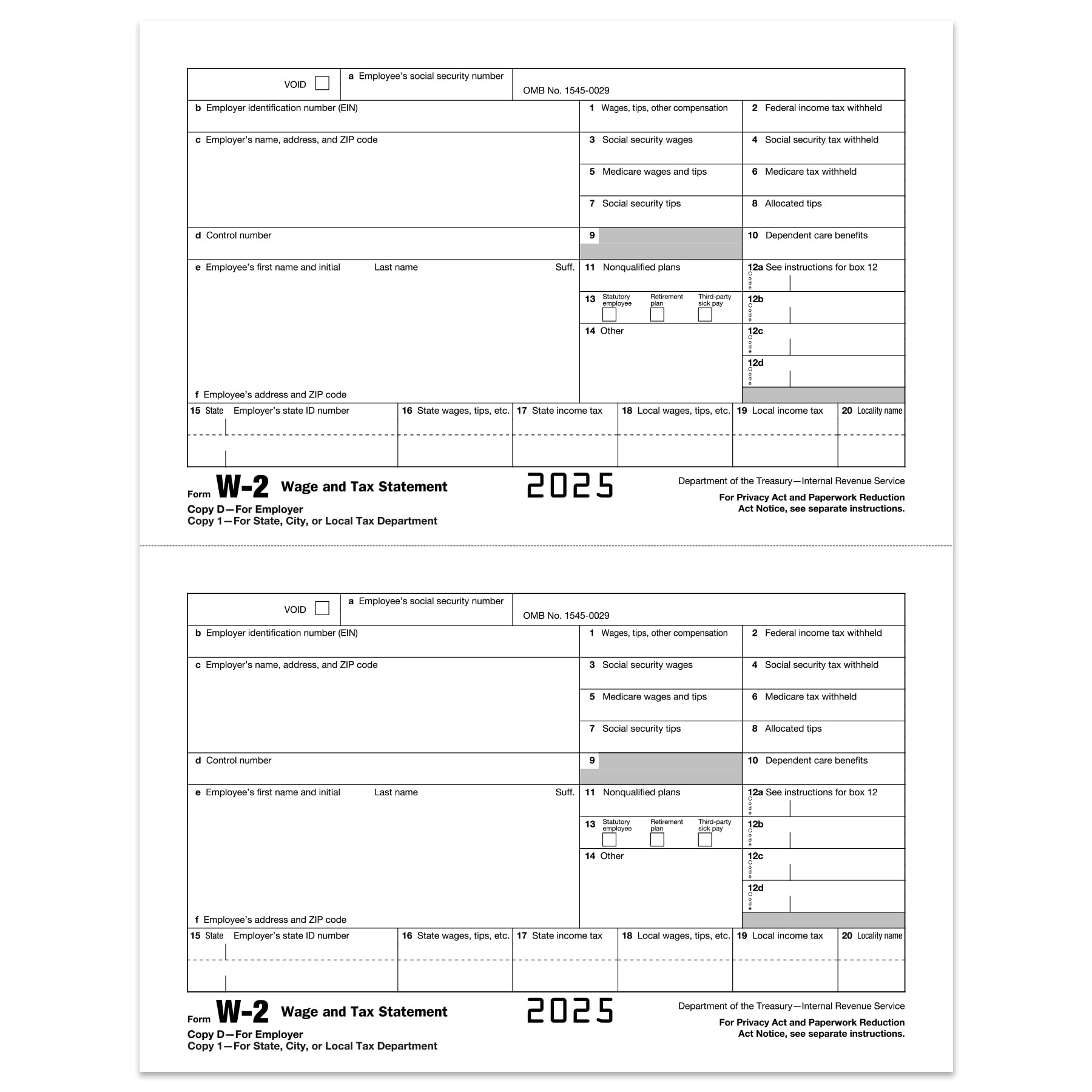 Snapklik.com : W2 Forms 2025, 6 Part Tax Forms, 25 Employee Kit Of ...
