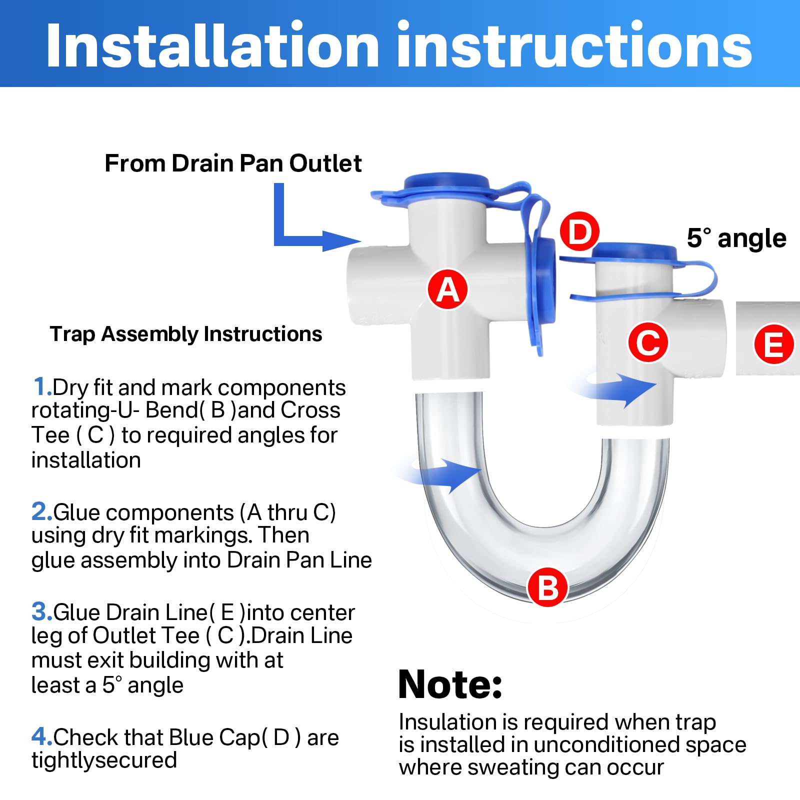 Snapklik.com : Trap HVAC Standard Condensate Trap 3/4-Inch