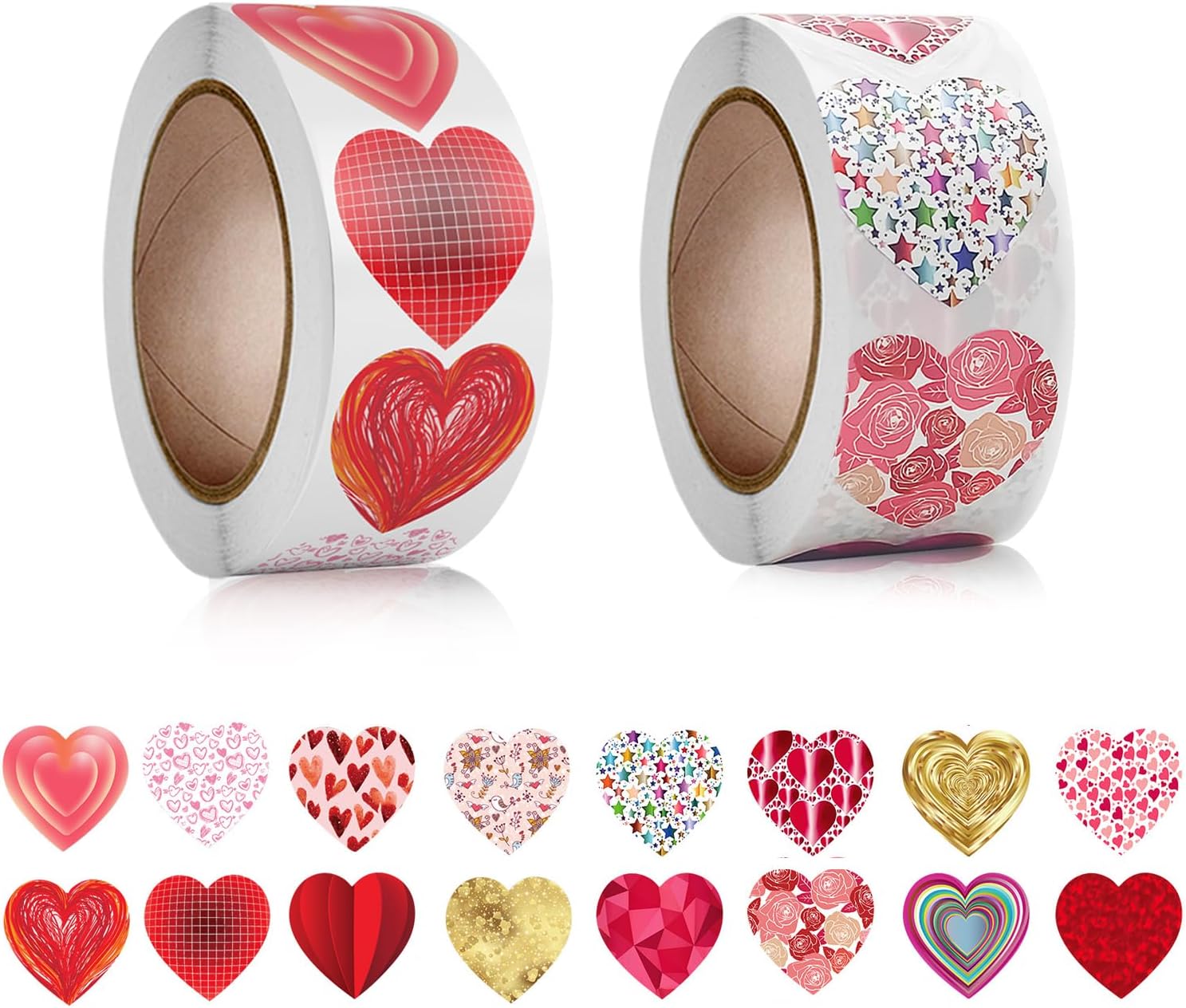 Amazon.com: 1000 PCS Glitter Heart Stickers, (16 Designs) Heart ...