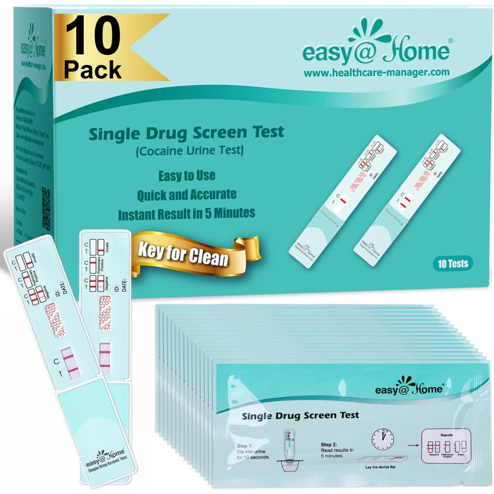 Easy@Home Cocaine Urine Test Card - Detect COC in Urine with 300 ng/mL ...